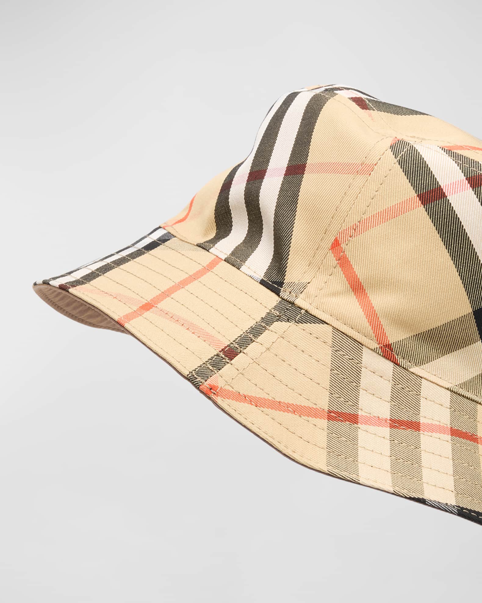 Burberry Men's Check-Lined Reversible Bucket Hat | Neiman Marcus