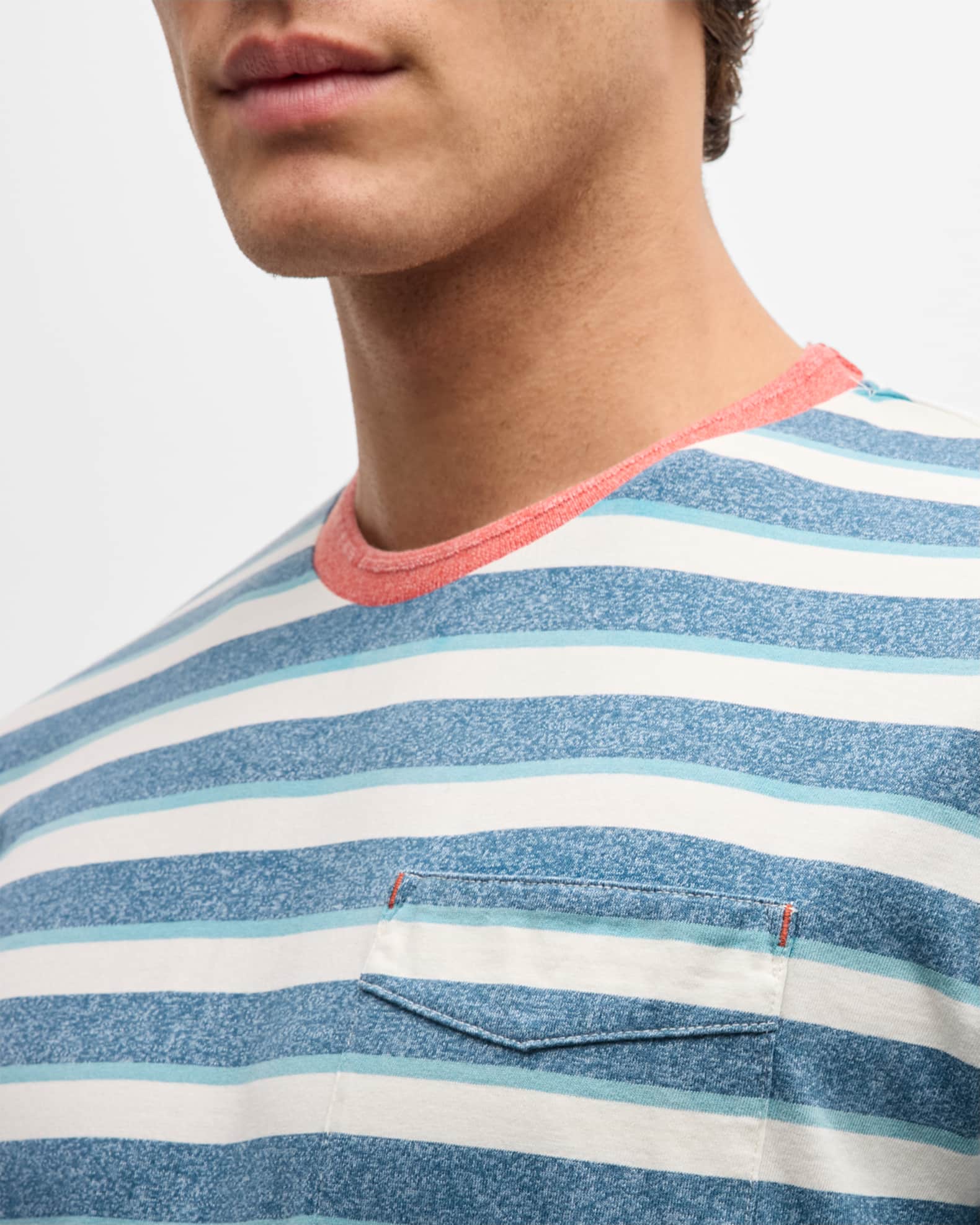 Scotch & Soda Men's Yarn-Dyed Stripe Pocket T-Shirt | Neiman Marcus