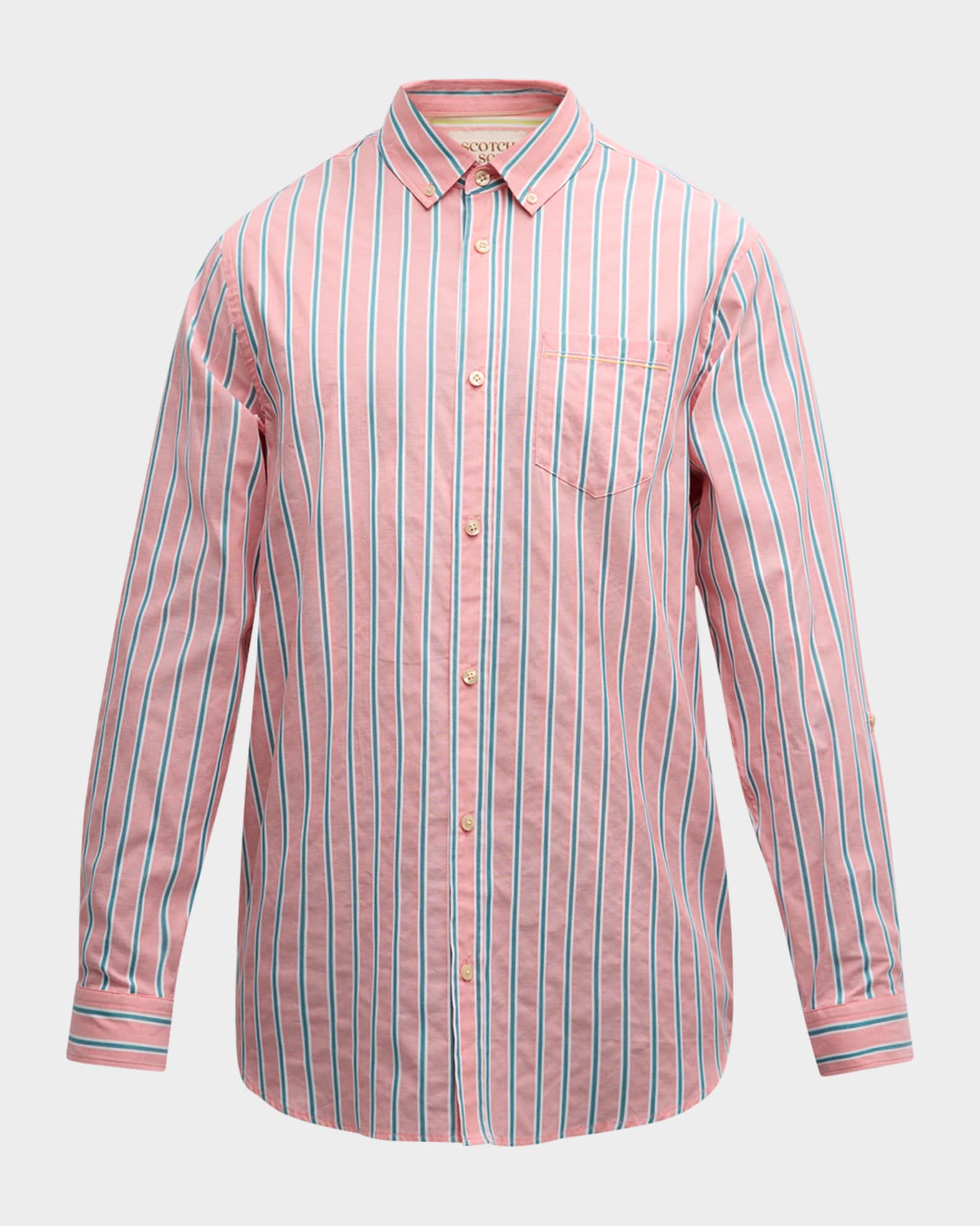 Scotch & Soda Men's Dobby Striped Sport Shirt | Neiman Marcus