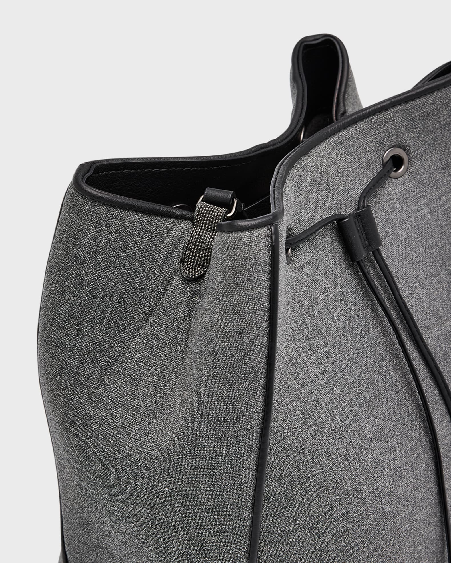 Brunello Cucinelli Small Drawstring Wool Bucket Bag | Neiman Marcus