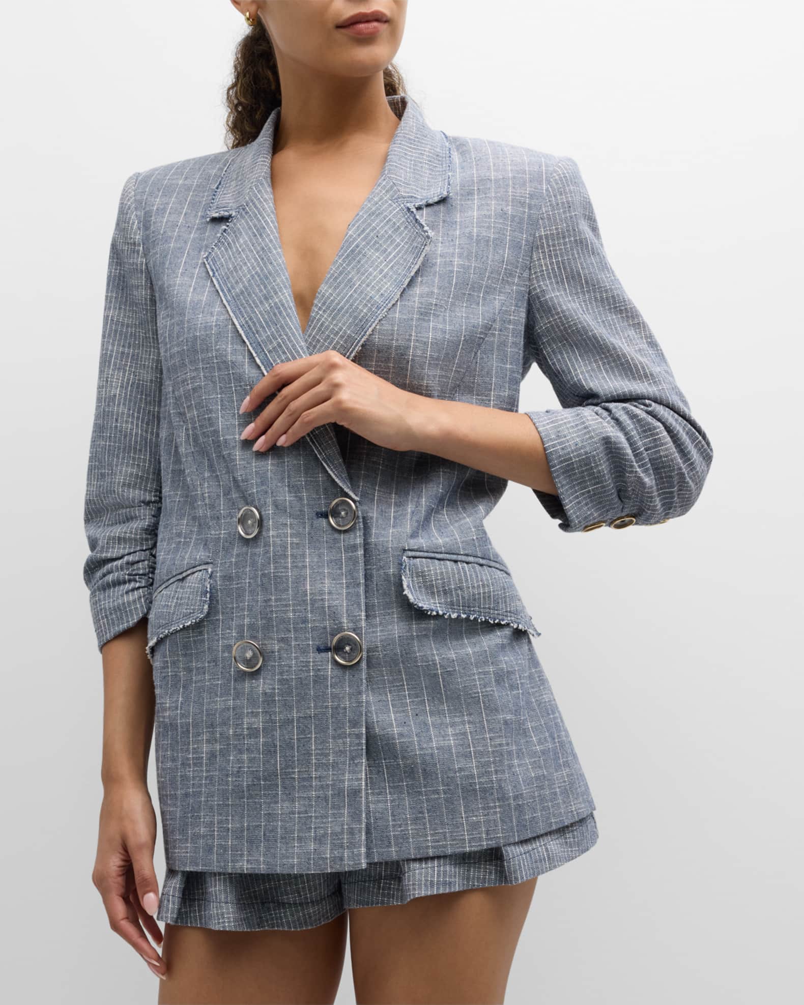 Ramy Brook Lilianna Double-Breasted Stripe Blazer | Neiman Marcus