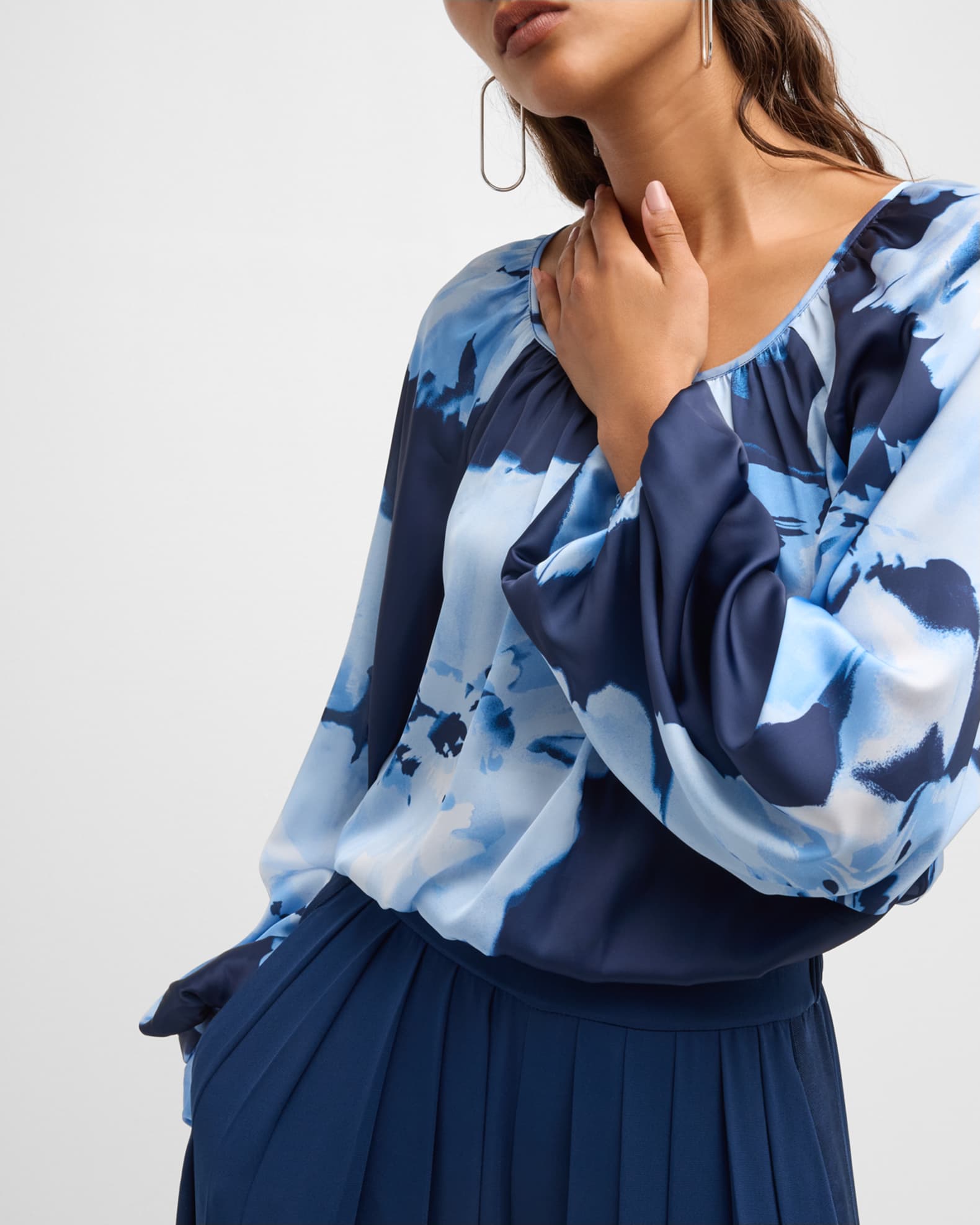 Ramy Brook Aria Watercolor Bloom Blouse | Neiman Marcus