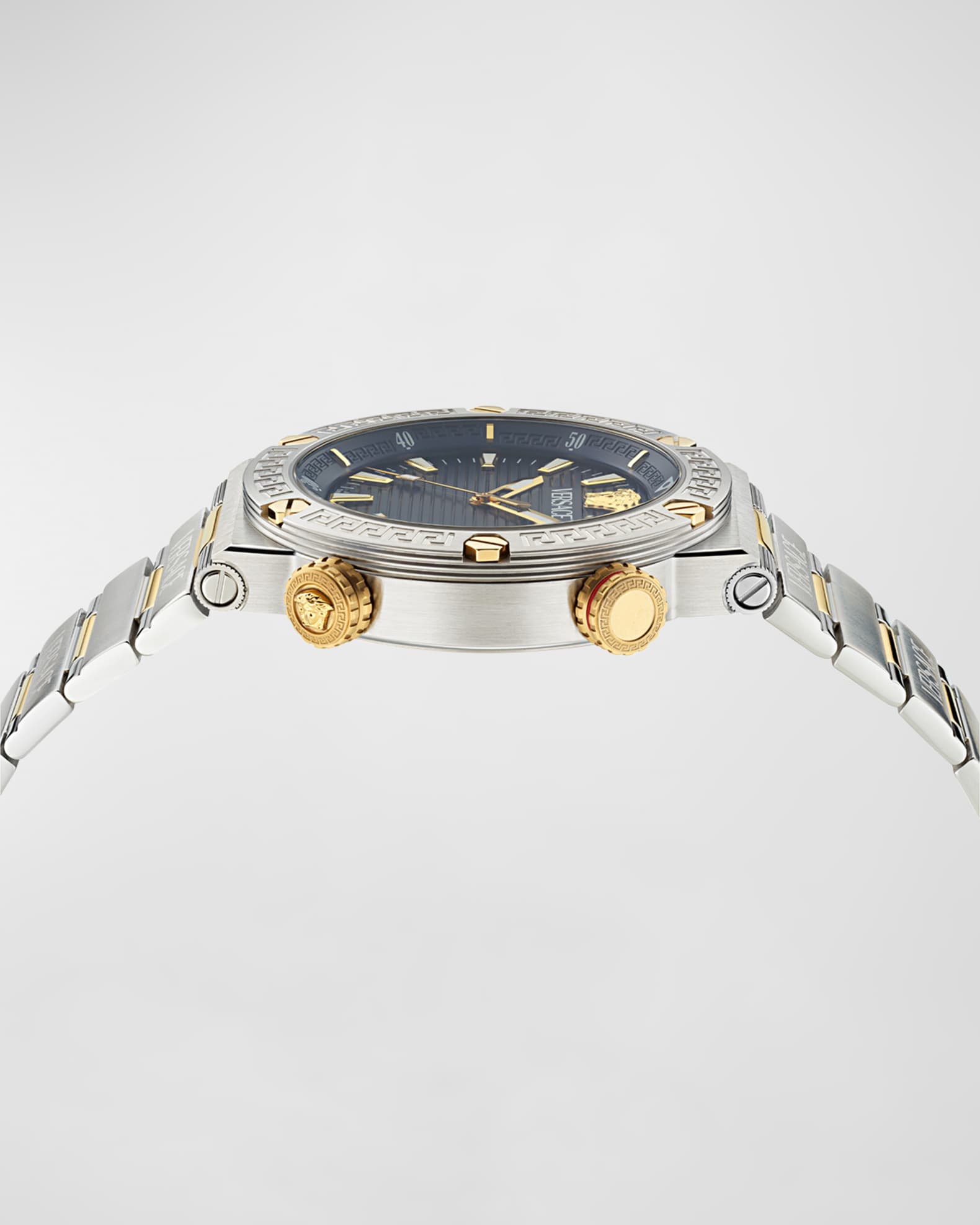 Versace Greca Logo Two-Tone Bracelet Watch, 43mm | Neiman Marcus