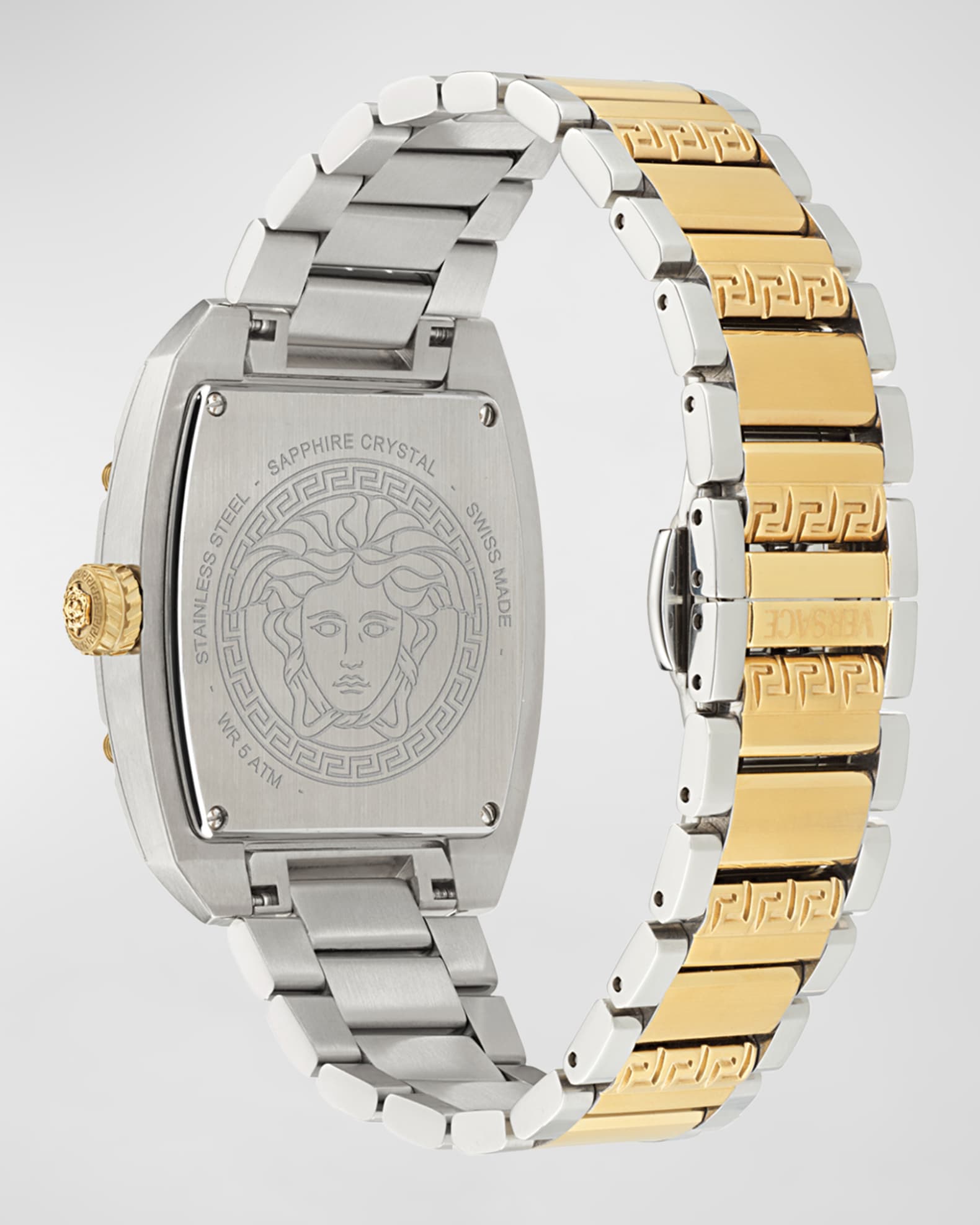 Versace Dominus IP Two-Tone Bracelet Watch, 44.8mm x 36mm | Neiman Marcus