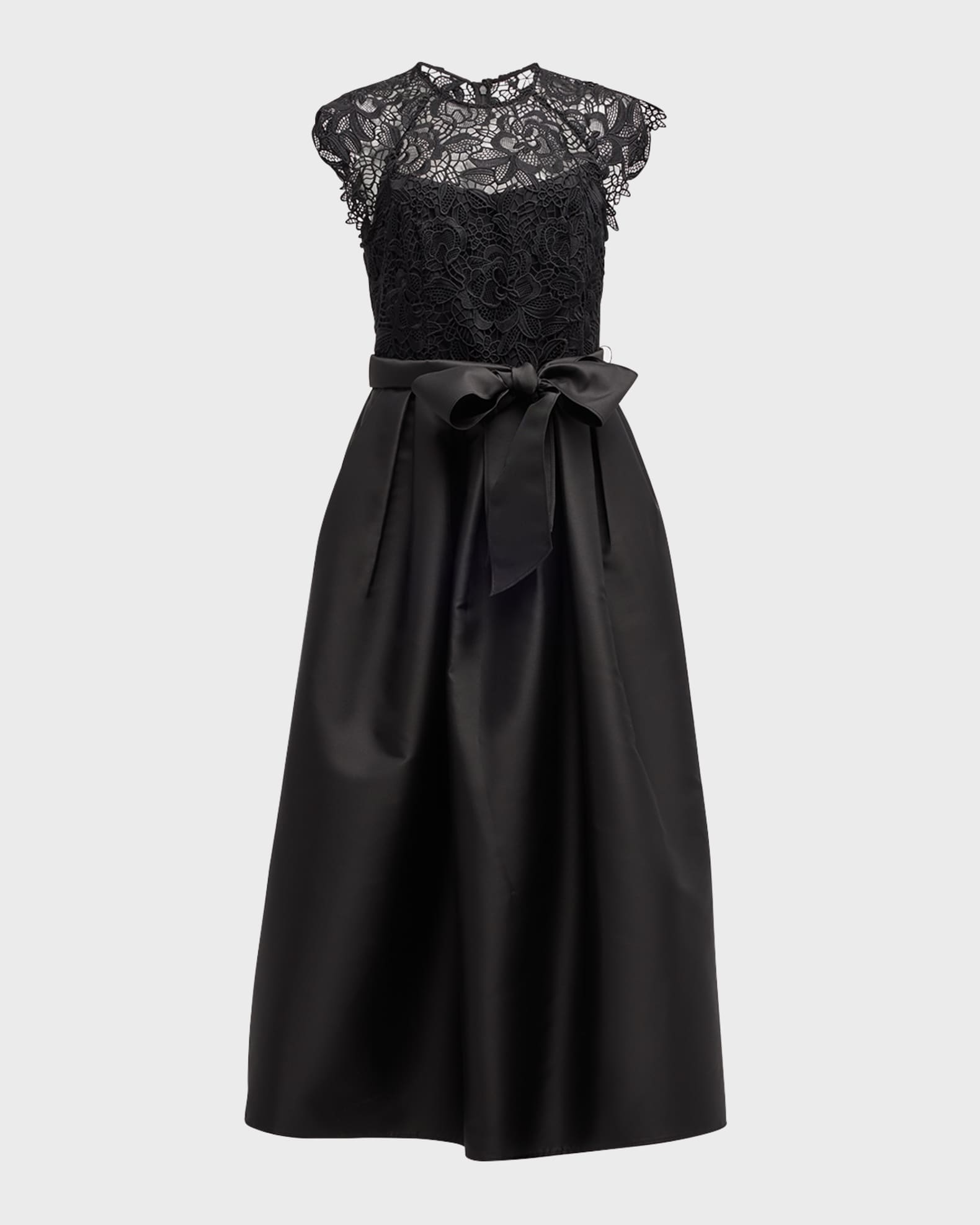 Shoshanna Pleated Floral Lace Mikado Gown | Neiman Marcus