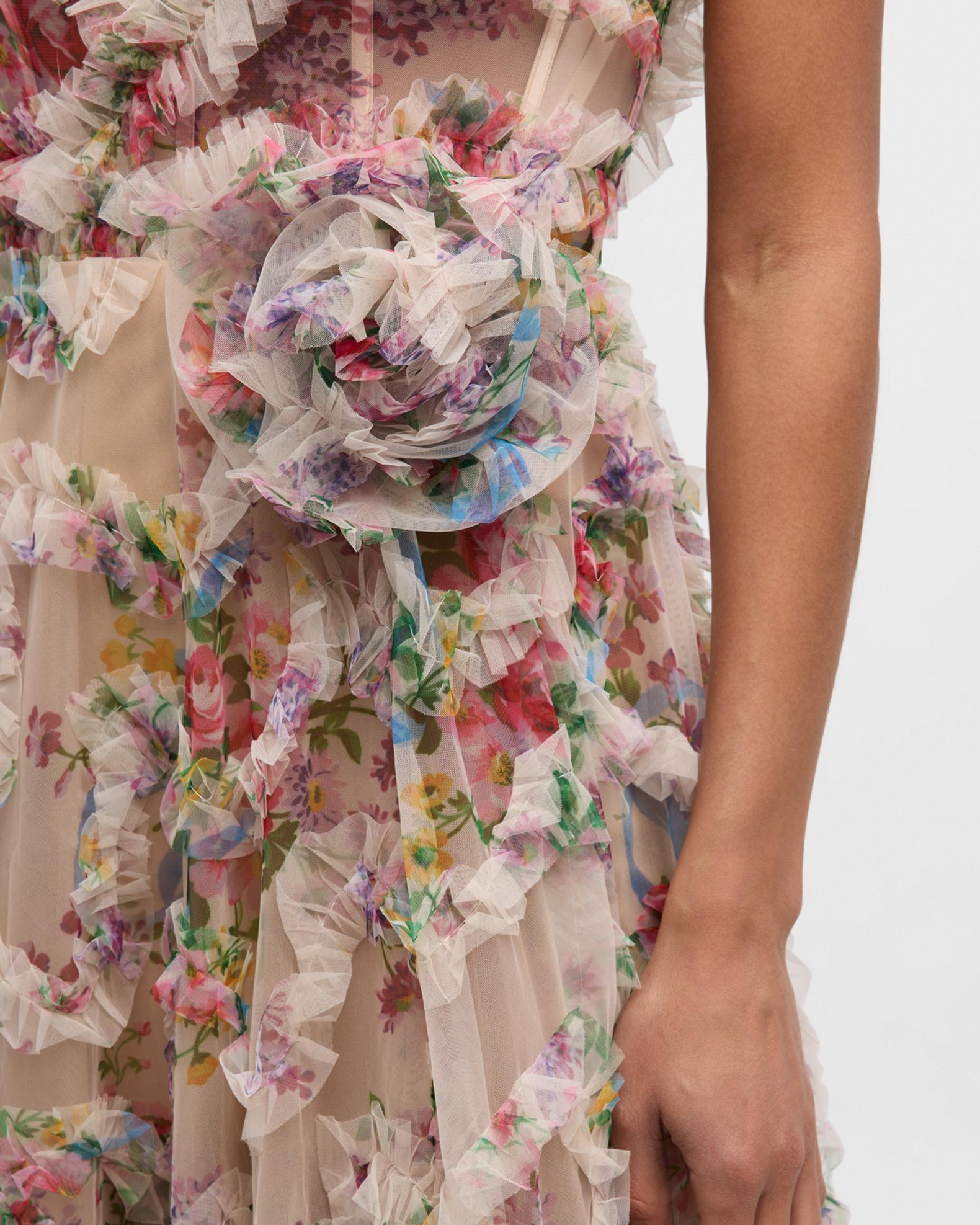 Jovani Strapless Floral Print Ruffle Gown Neiman Marcus 6718