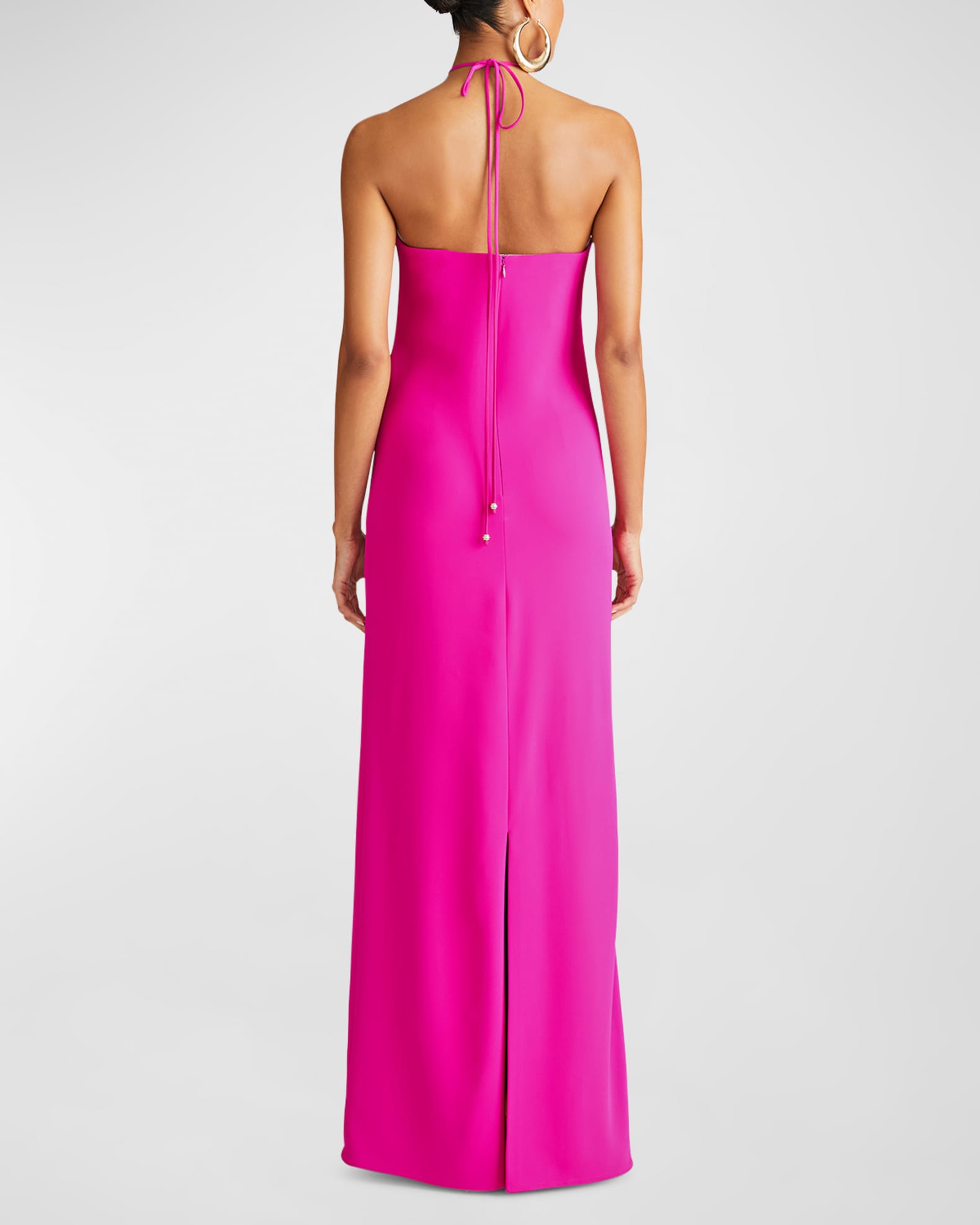 Halston Onika Flower Halter Column Gown | Neiman Marcus