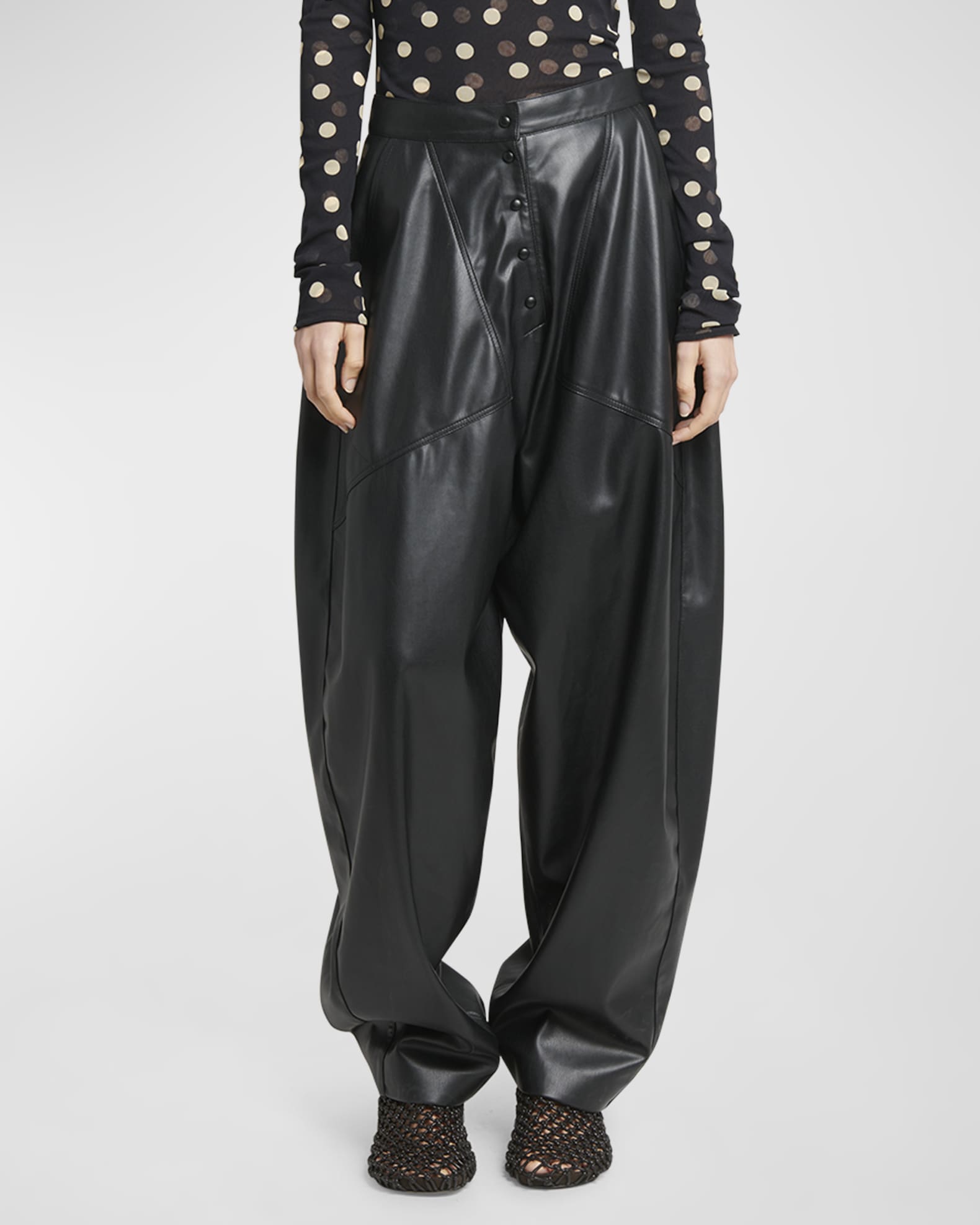 Stella McCartney Altermat Faux Leather Tapered Wide-Leg Pants | Neiman ...