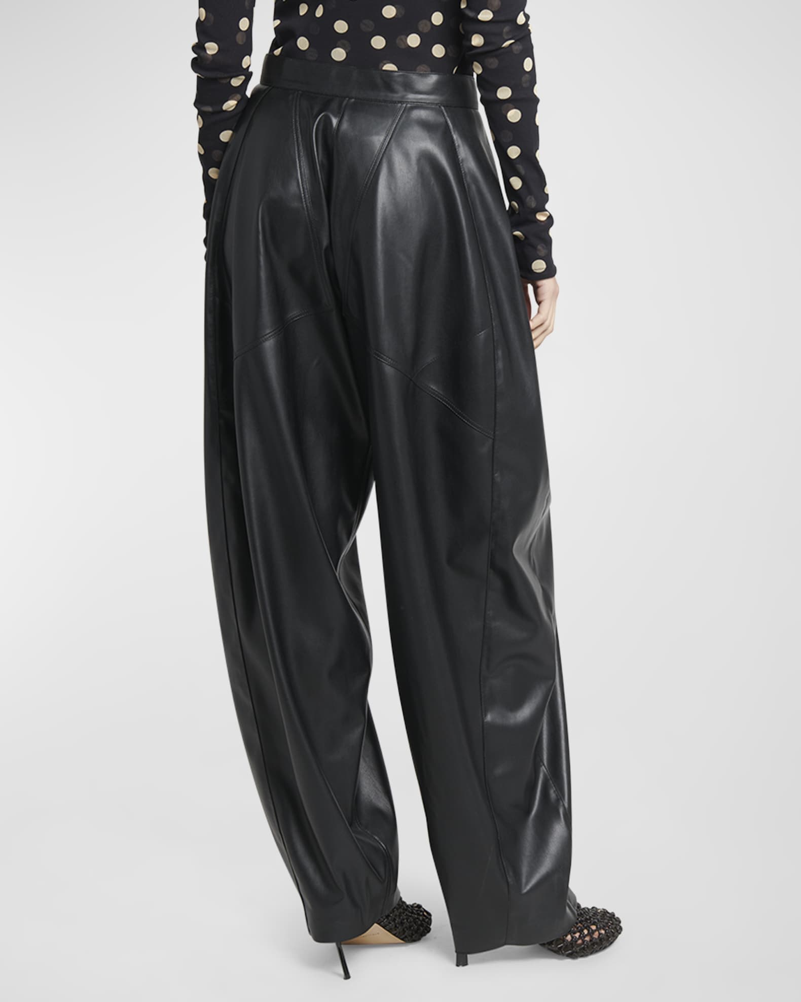 Stella McCartney Altermat Faux Leather Tapered Wide-Leg Pants | Neiman ...