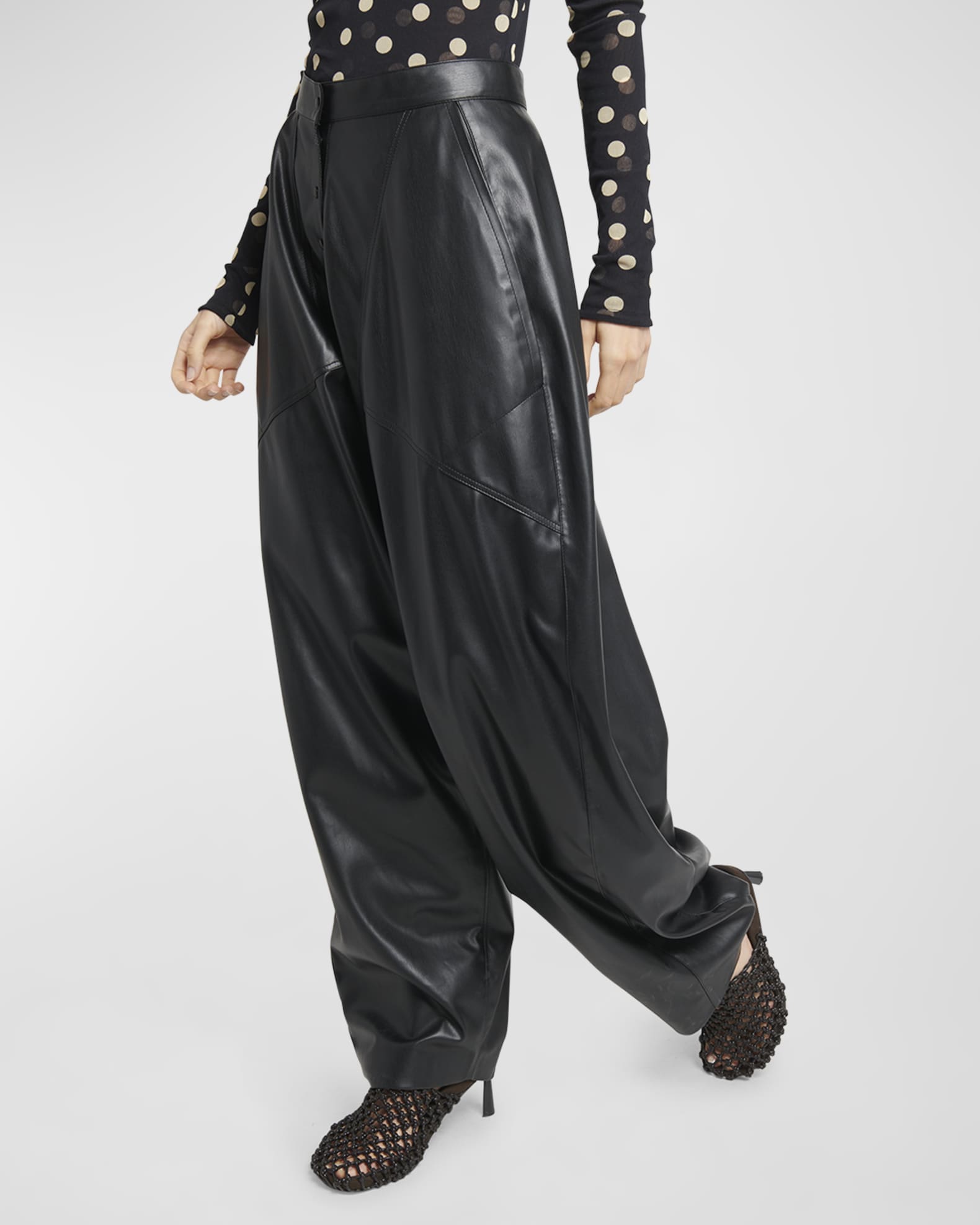 Stella Mccartney Altermat Faux Leather Tapered Wide Leg Pants Neiman