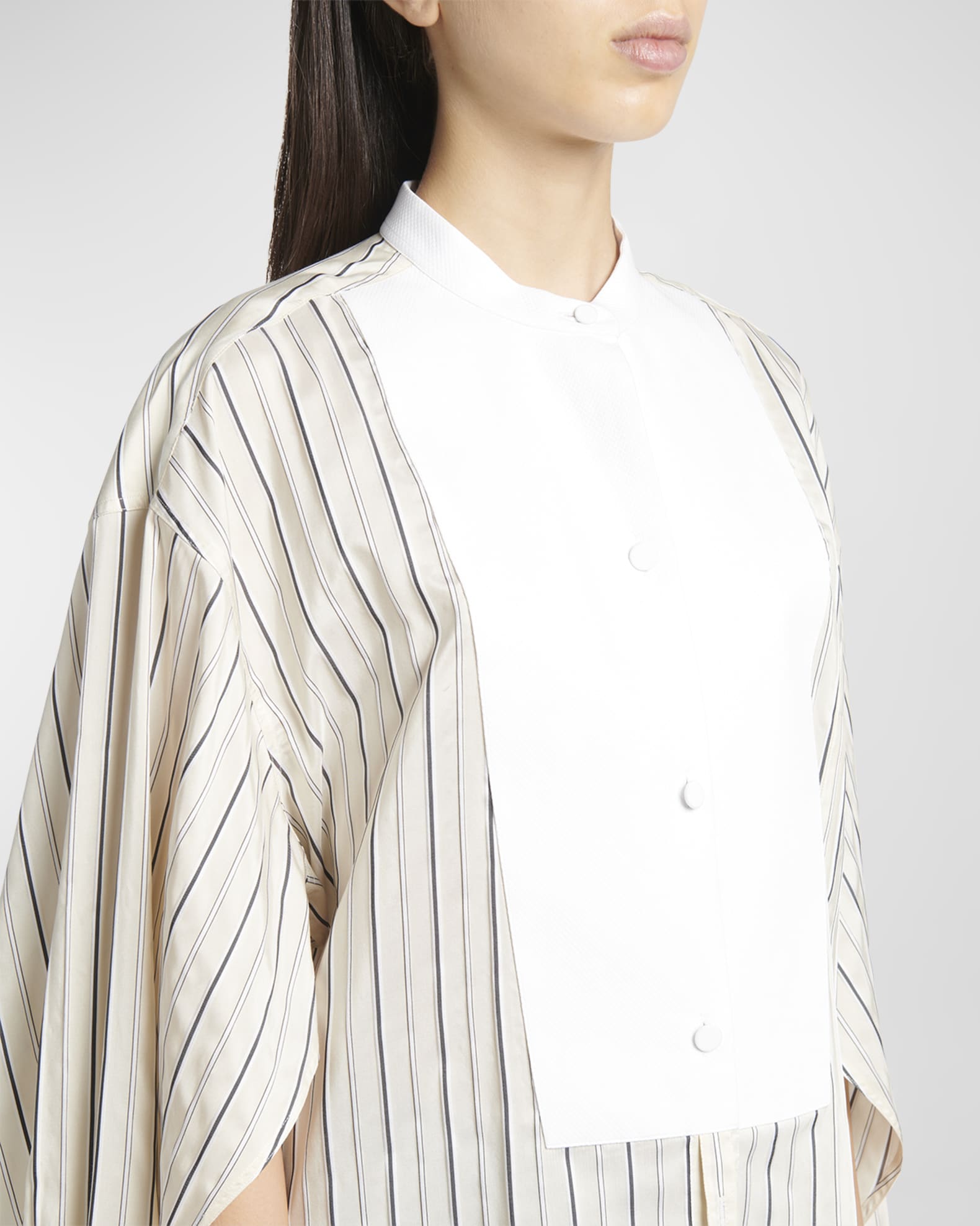 Stella McCartney Plastron Button-Front Cotton Shirt | Neiman Marcus