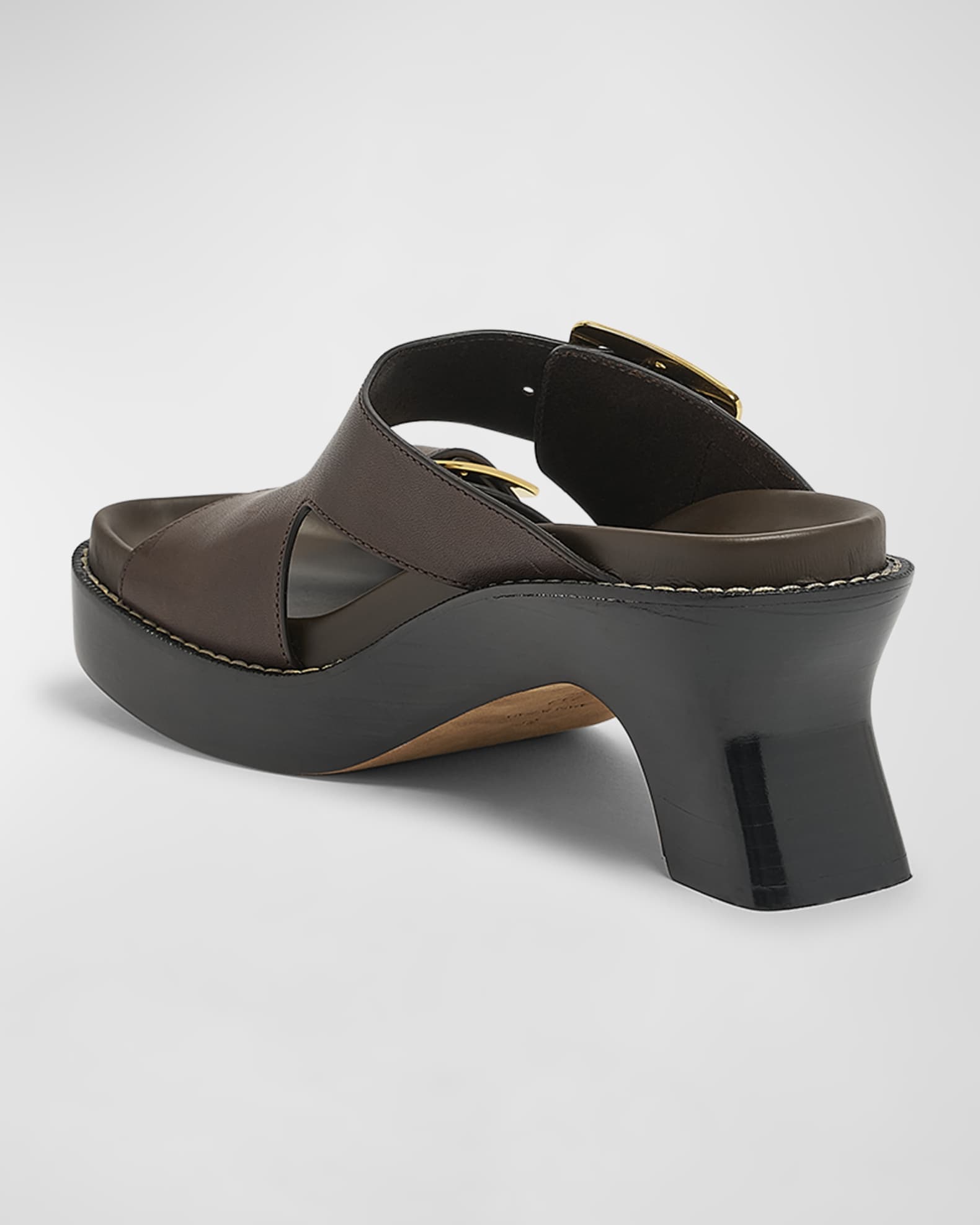Loewe Leather Dual-Buckle Platform Sandals | Neiman Marcus
