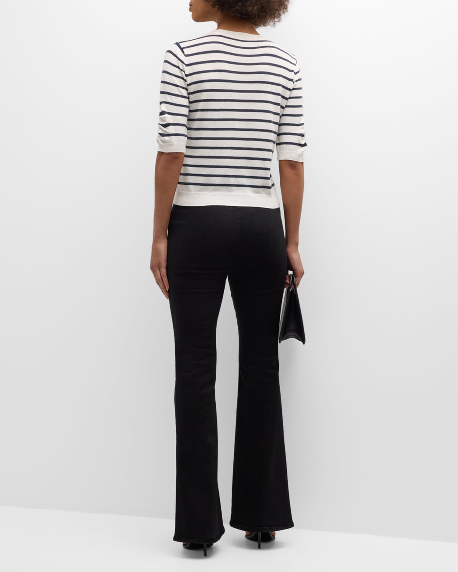 FRAME Striped Short-Sleeve Sweater | Neiman Marcus