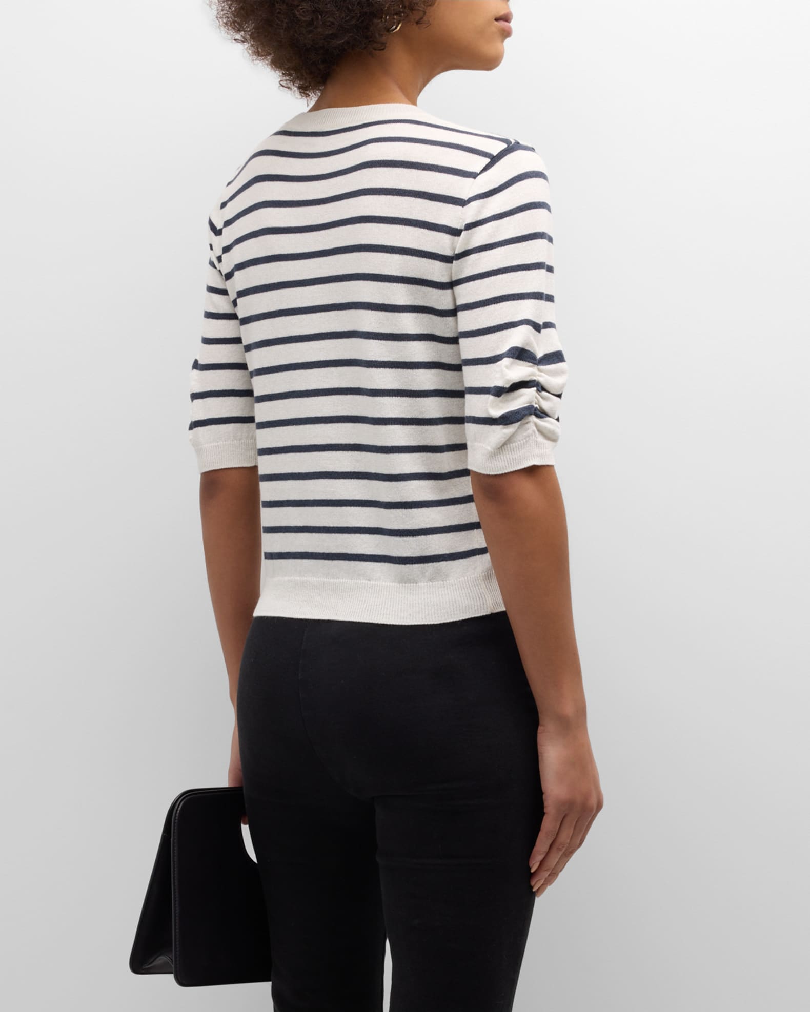 FRAME Striped Short-Sleeve Sweater | Neiman Marcus