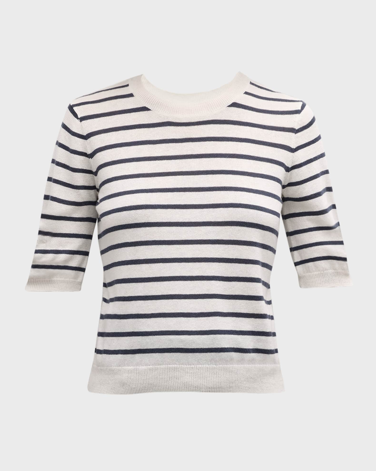 FRAME Striped Short-Sleeve Sweater | Neiman Marcus