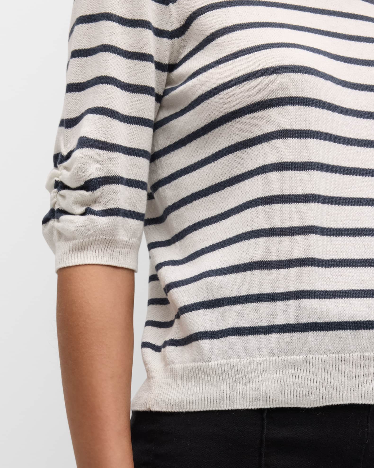 FRAME Striped Short-Sleeve Sweater | Neiman Marcus