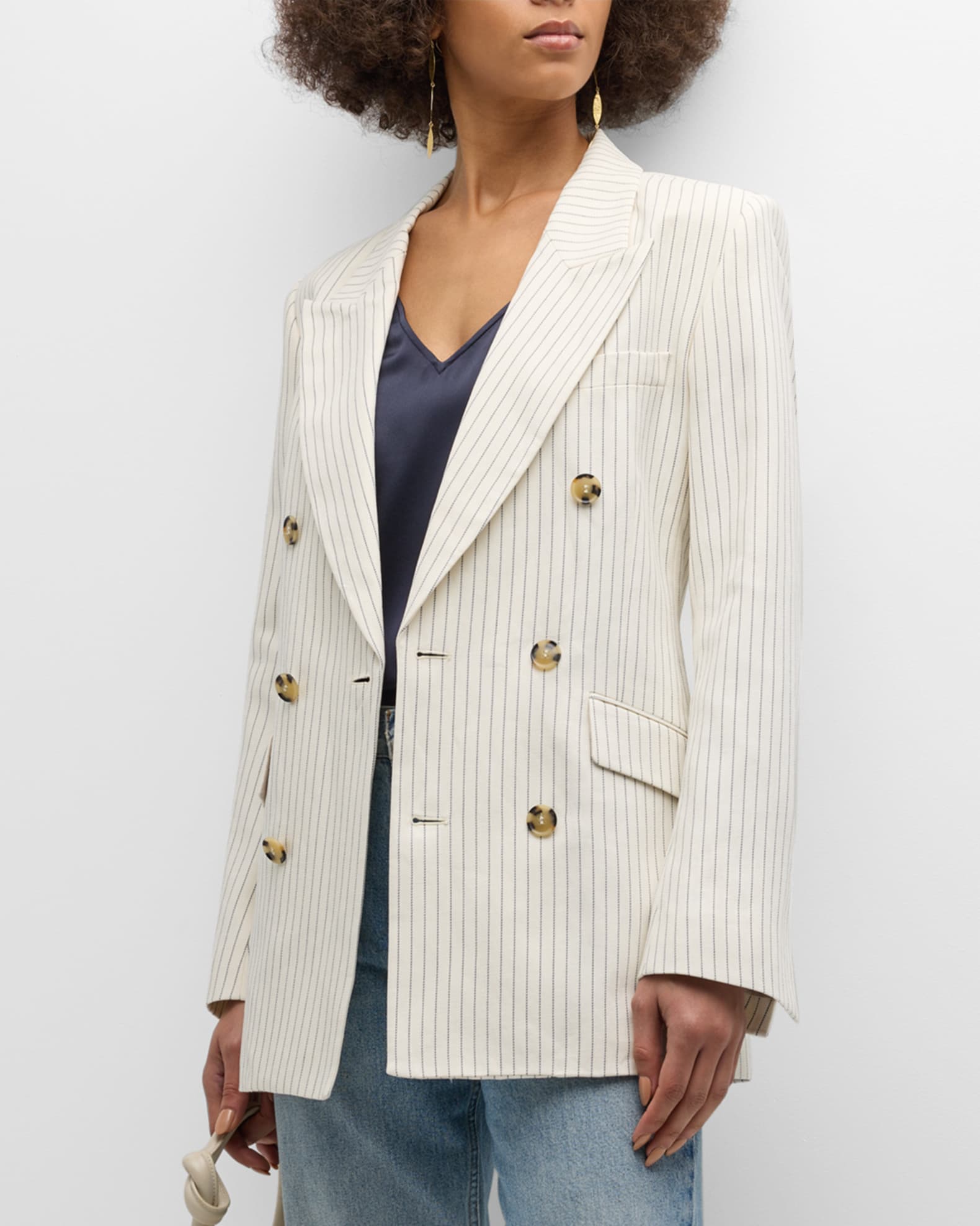 FRAME Pinstripe Double-Breasted Blazer | Neiman Marcus