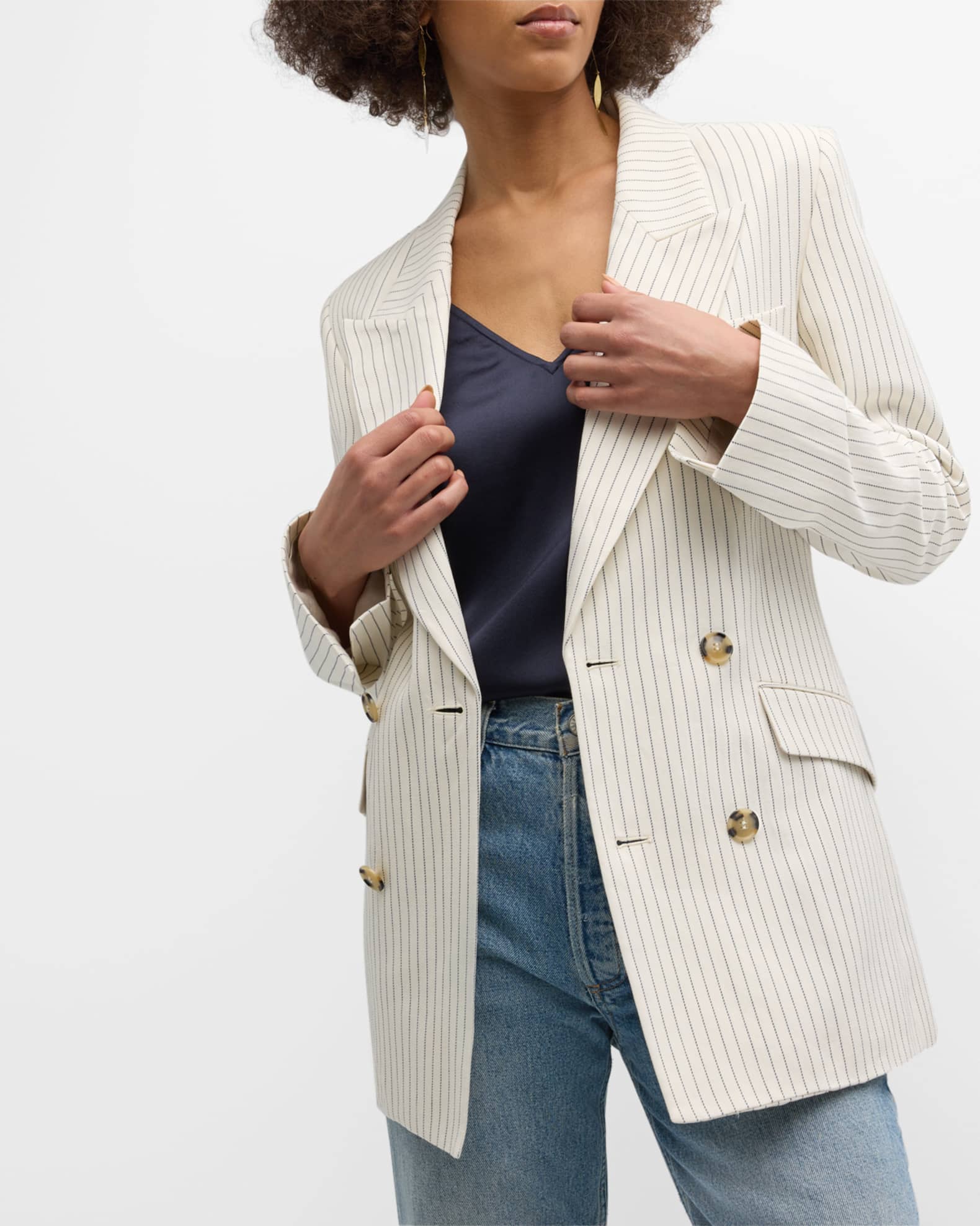 FRAME Pinstripe Double-Breasted Blazer | Neiman Marcus