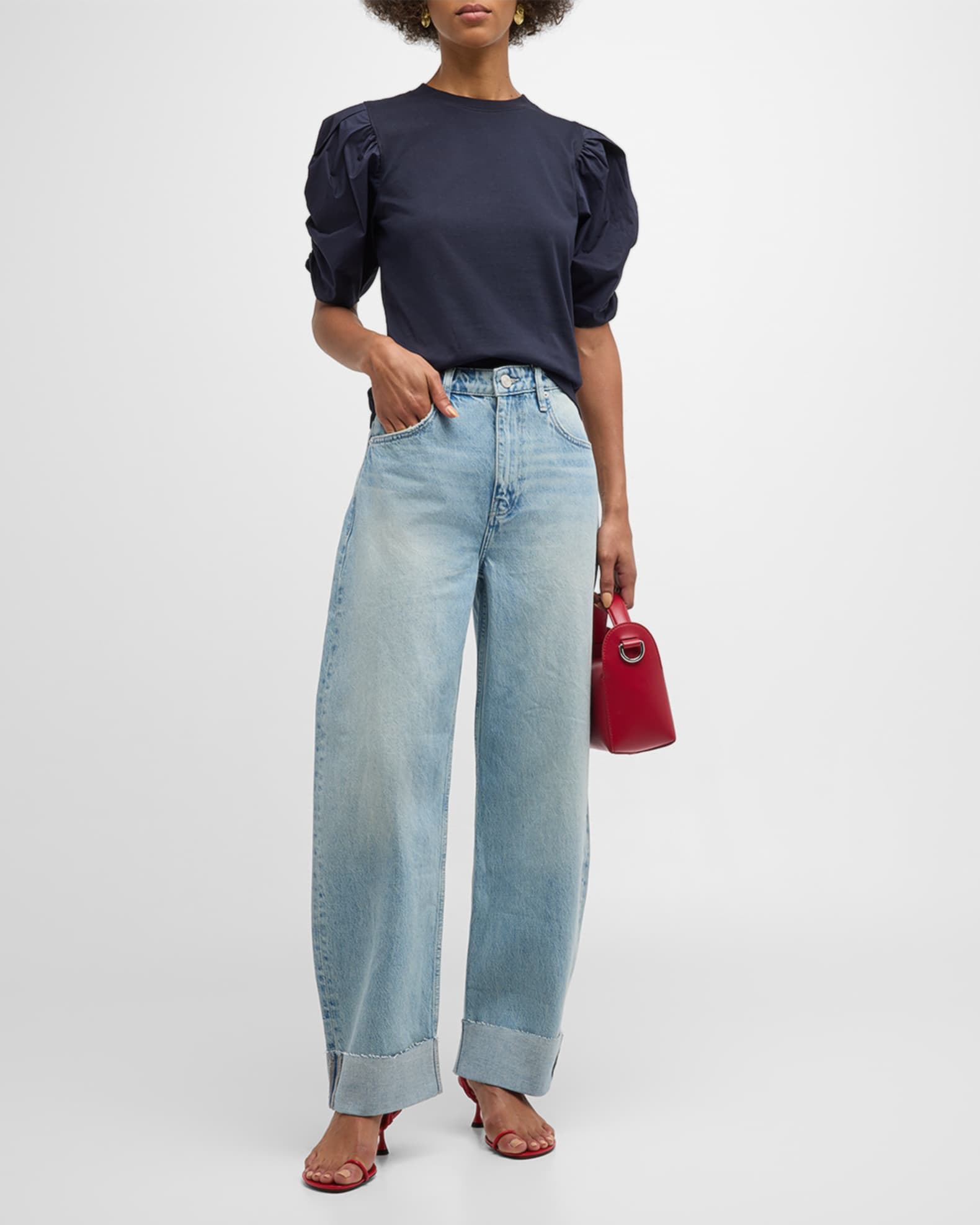 FRAME Long Barrel Raw Cuff Jeans | Neiman Marcus