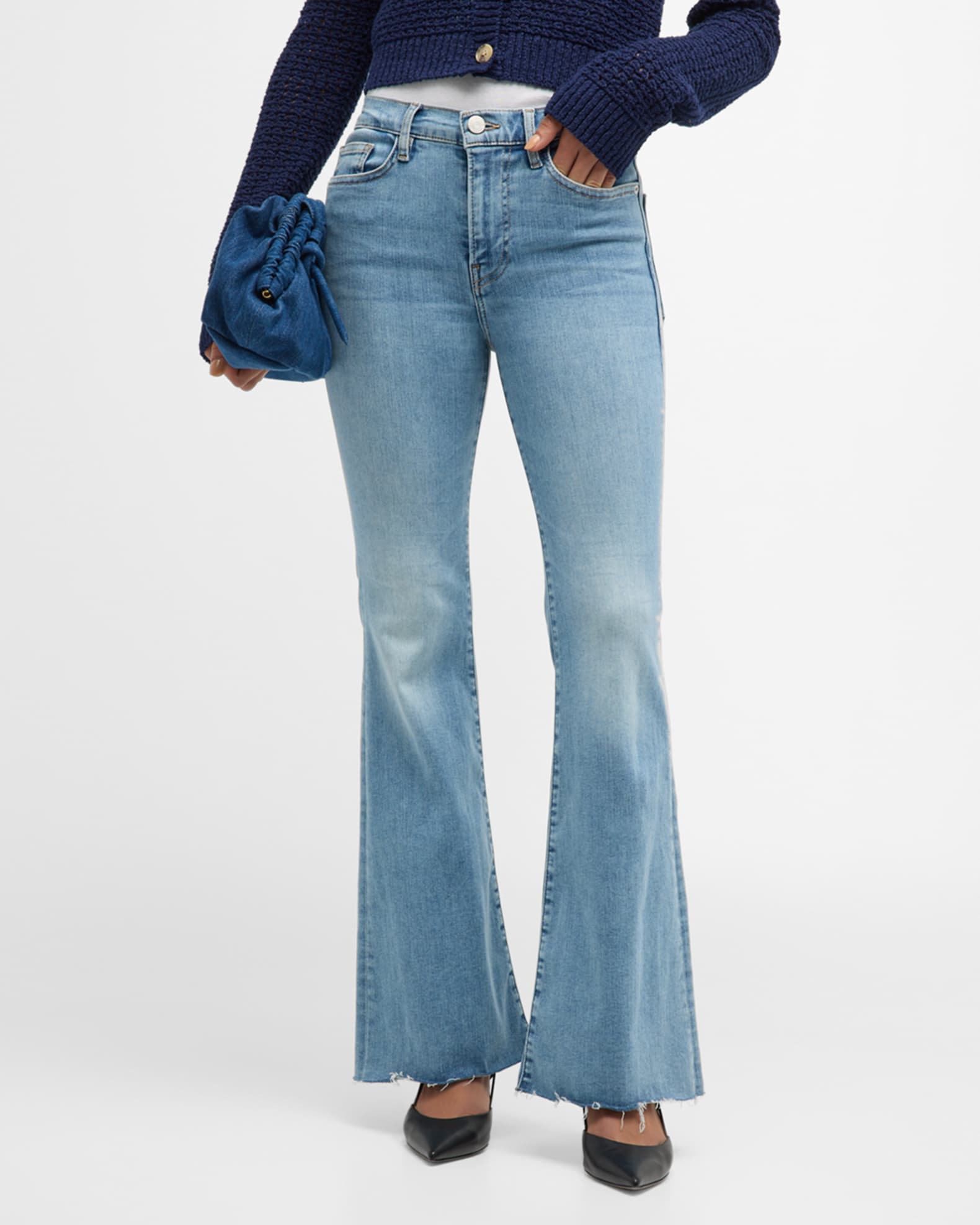 FRAME Le Easy Flare Raw After Jeans | Neiman Marcus
