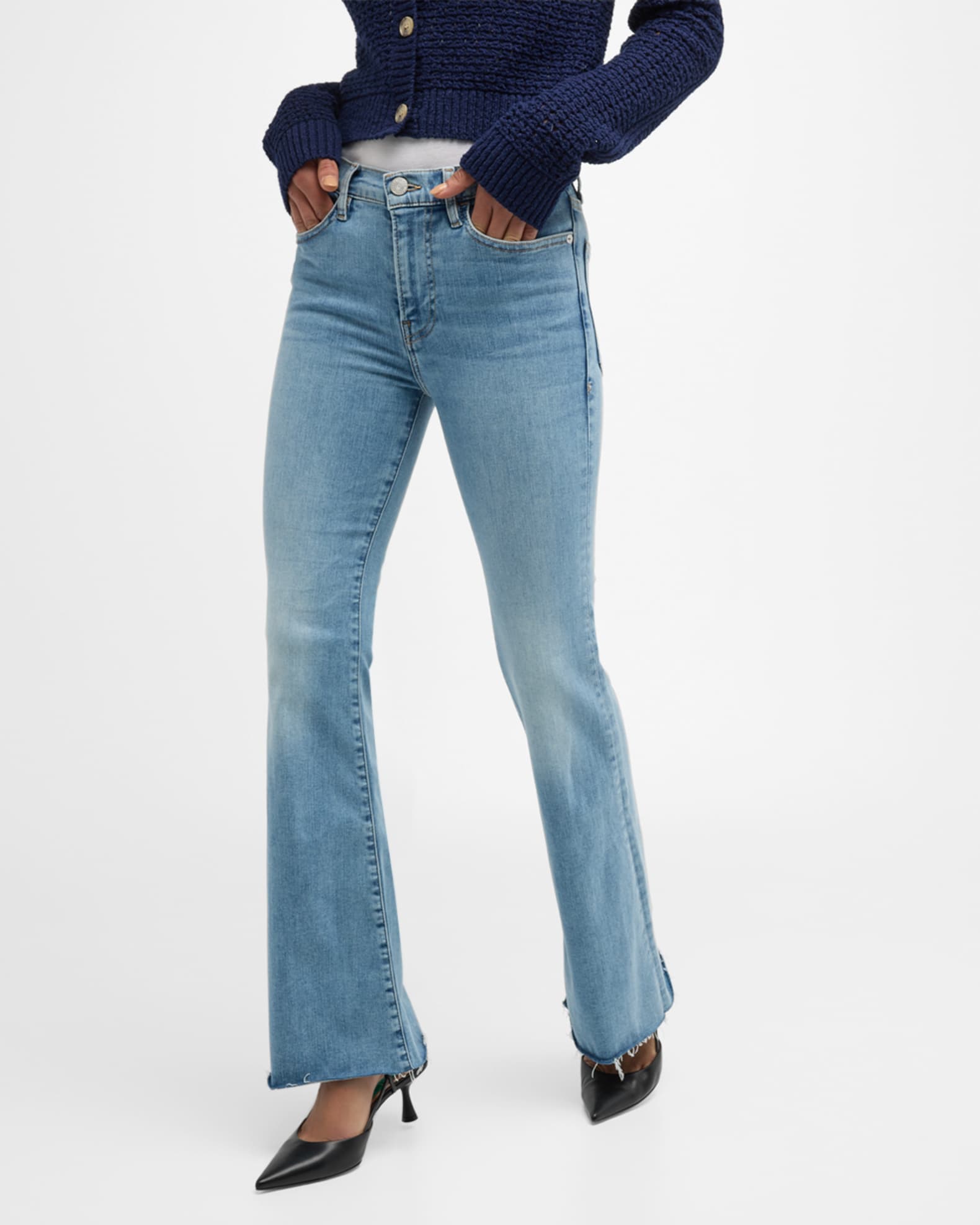 FRAME Le Easy Flare Raw After Jeans | Neiman Marcus