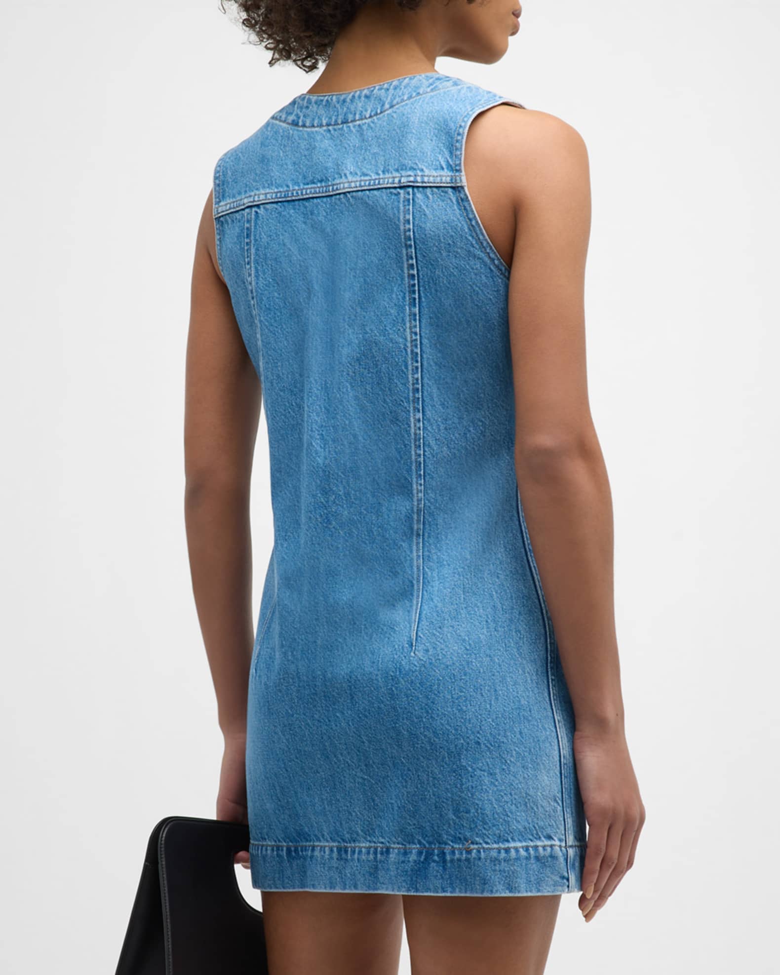 FRAME Sleeveless Denim Pocket Mini Dress | Neiman Marcus