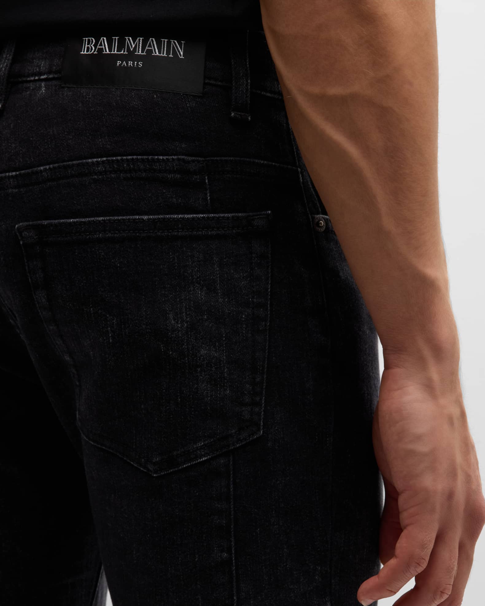 Balmain Men's Slim Ribbed Jeans | Neiman Marcus
