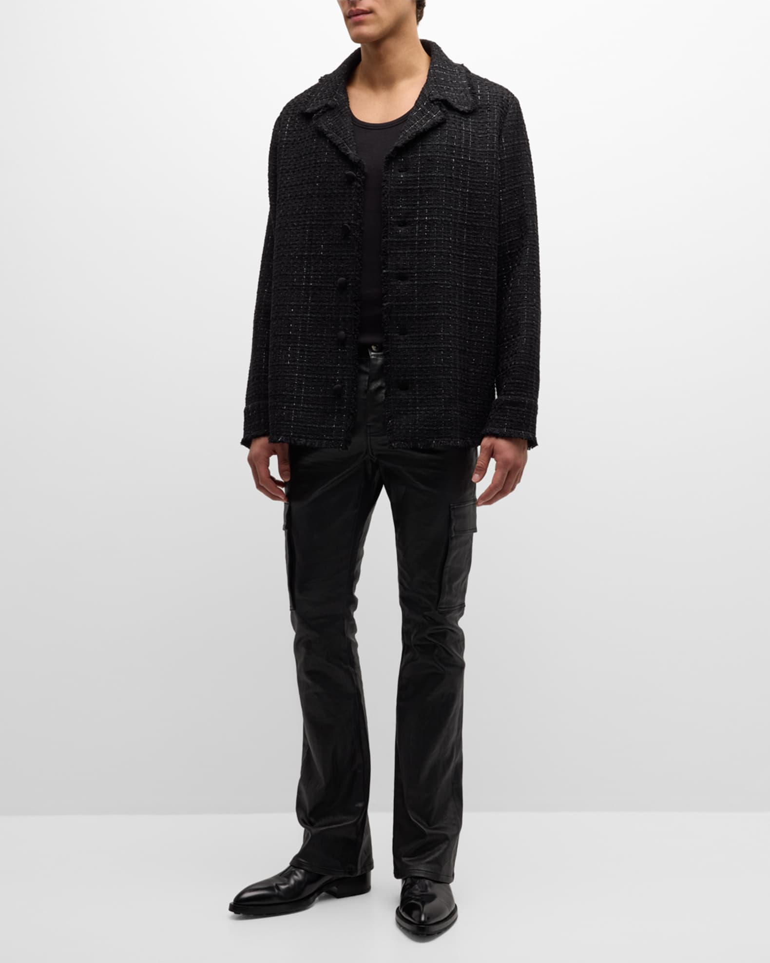 Balmain Men's Tweed Overshirt | Neiman Marcus