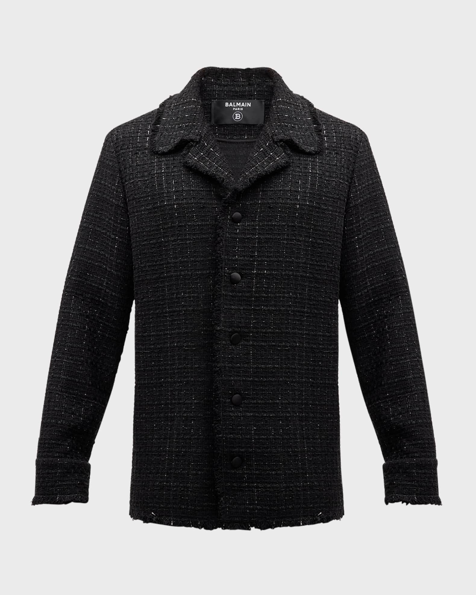 Balmain Men's Tweed Overshirt | Neiman Marcus