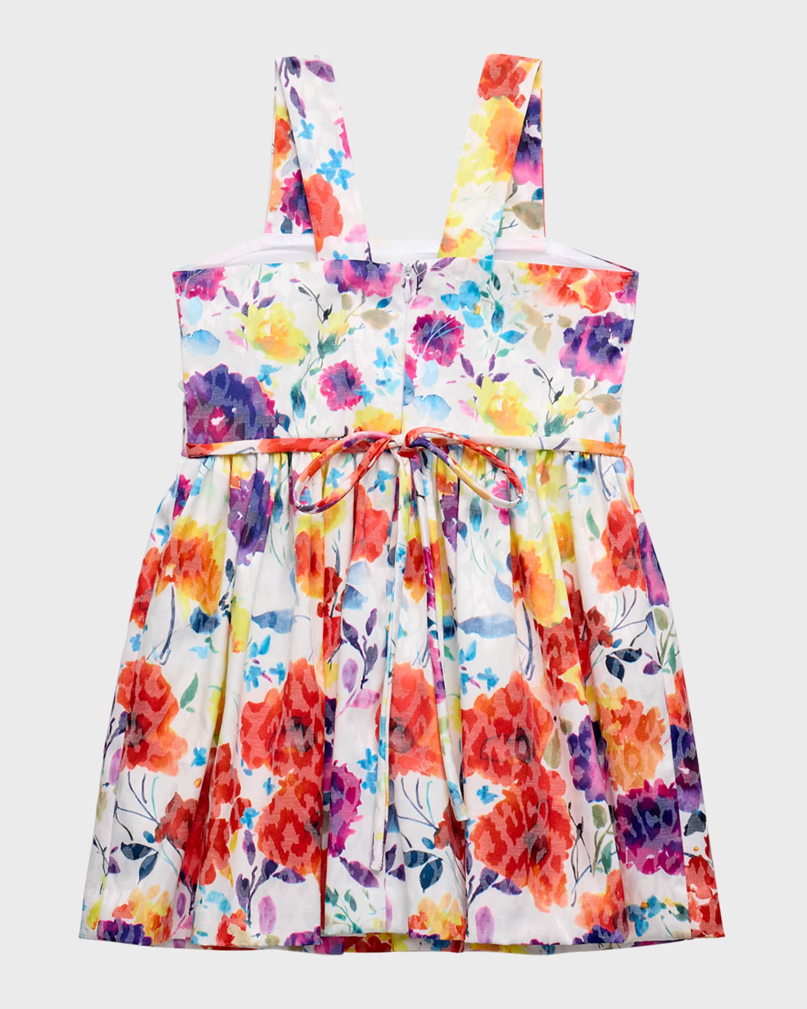 Girl's Floral Cut-Out Sundress with Bow | Neiman Marcus