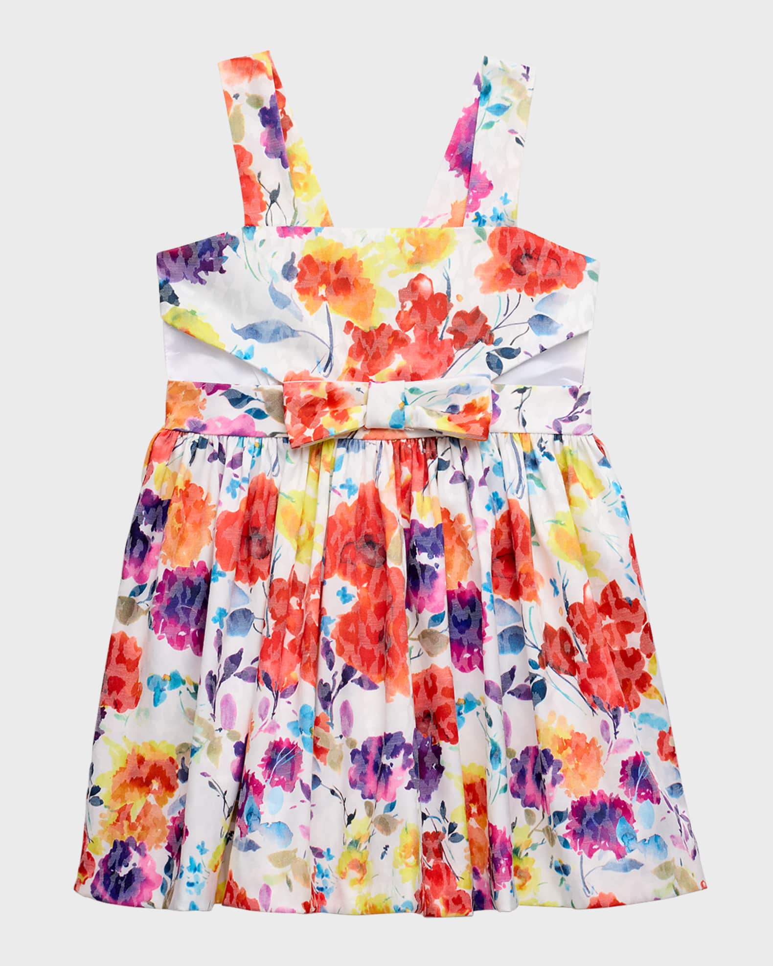 Girl's Floral Cut-Out Sundress with Bow | Neiman Marcus