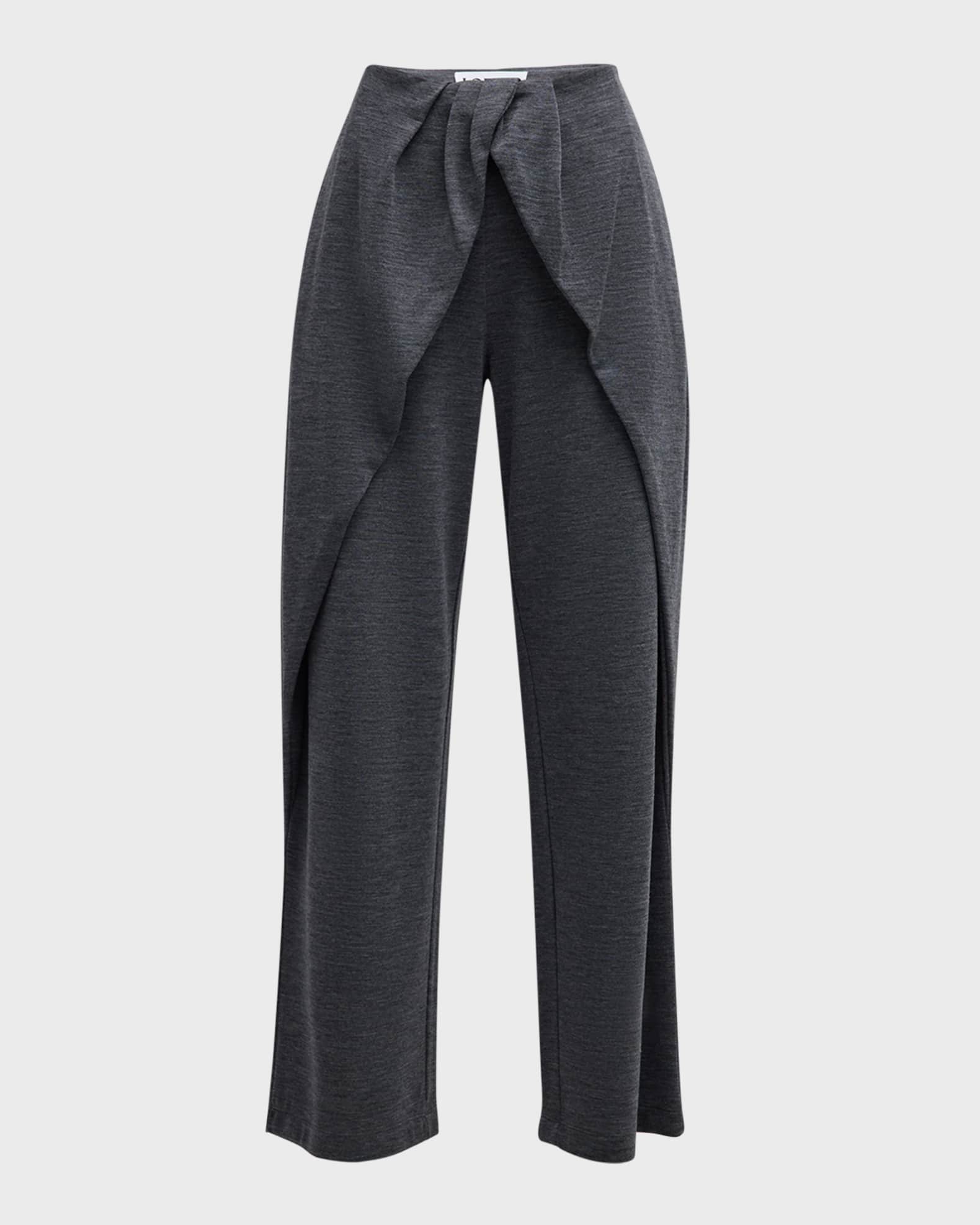 Loewe Wide-Leg Draped Pants with Knot Detail | Neiman Marcus