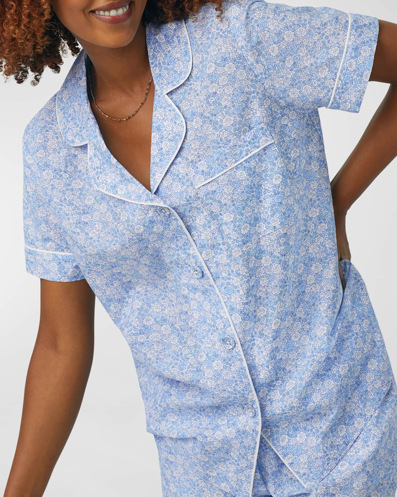 BedHead Pajamas Floral-Print Cotton-Silk Shorty Pajama Set | Neiman Marcus