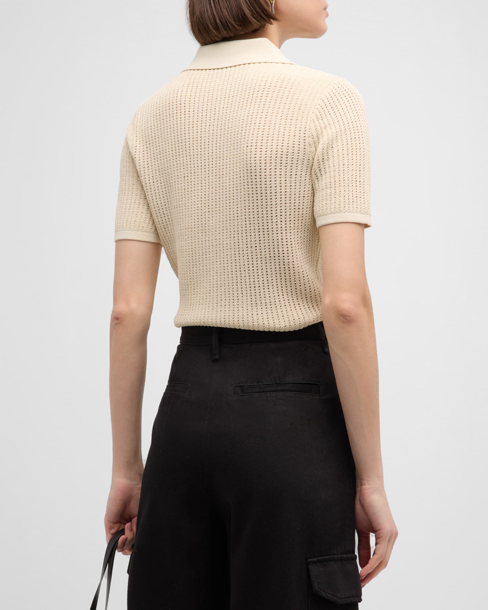 Rag & Bone Viola Open-Knit Polo Top | Neiman Marcus
