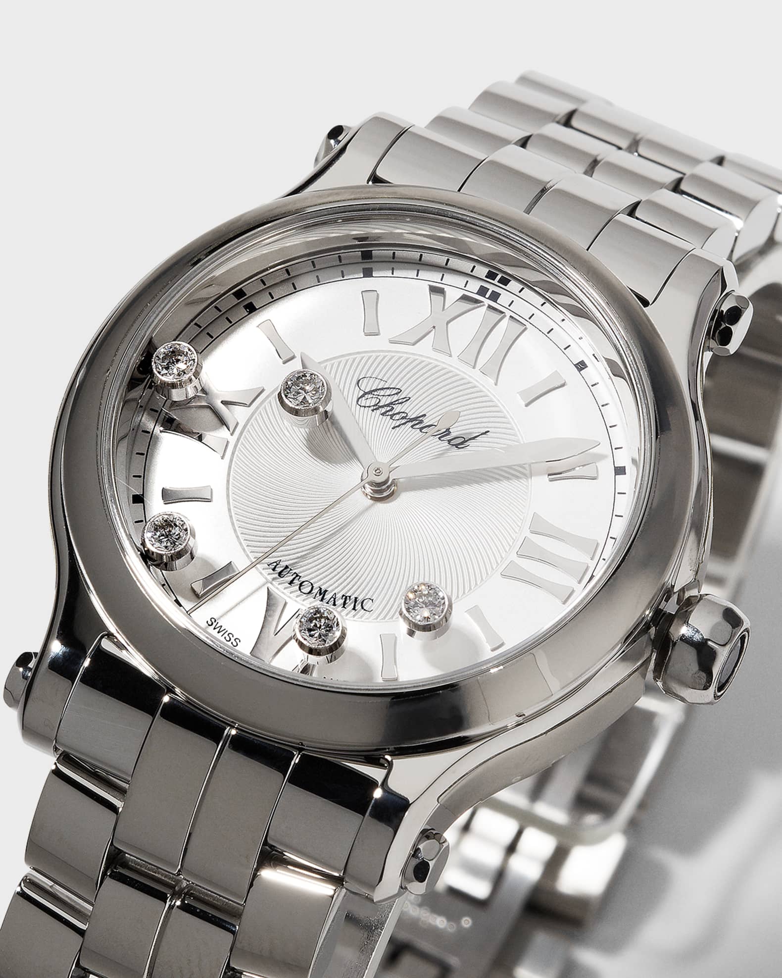 Chopard Happy Sport 33mm Stainless Steel 5-Diamond Watch | Neiman Marcus