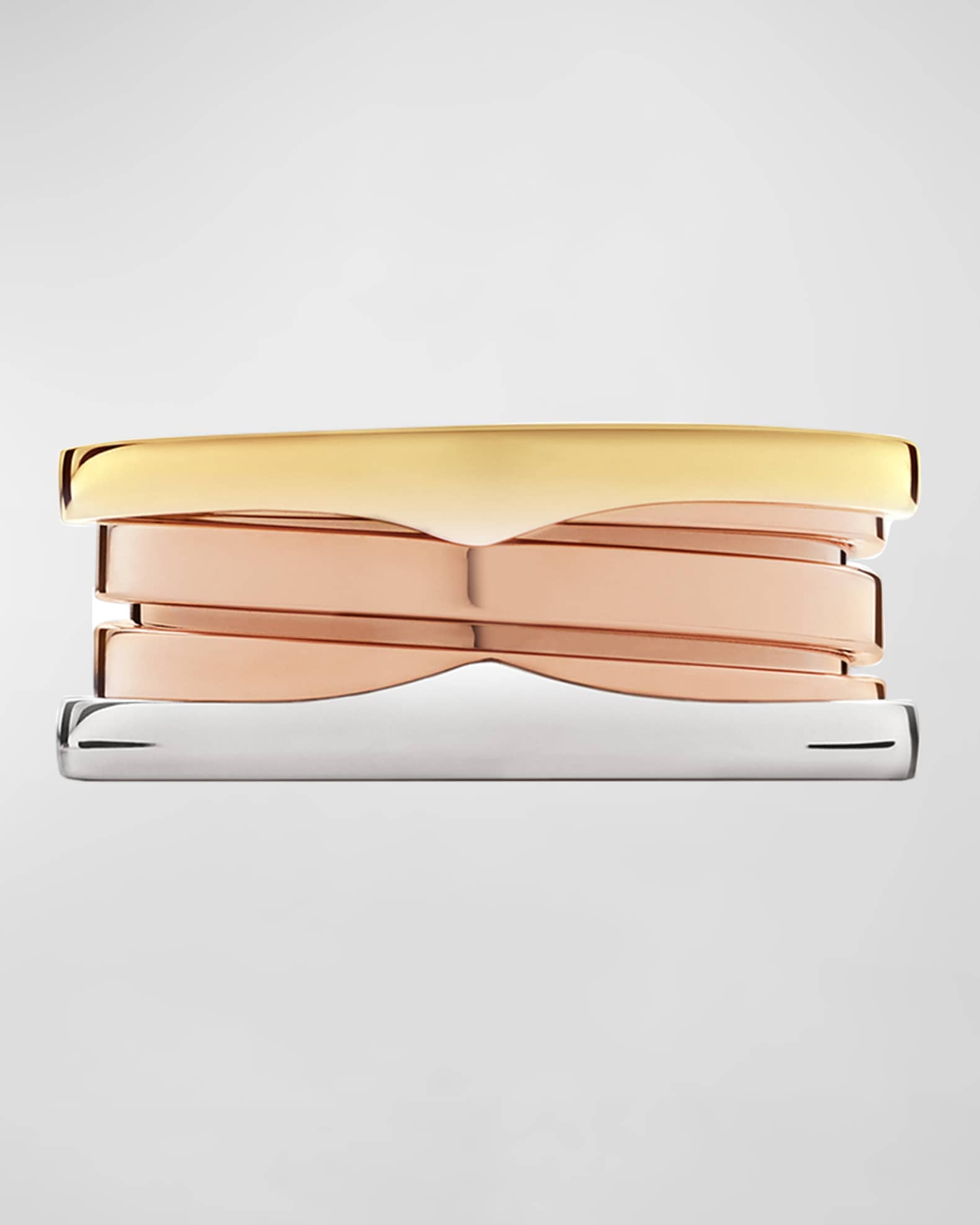 BVLGARI B.Zero1 Tricolor 18k Gold 3-Band Ring, EU 53 / US 6.25 | Neiman Marcus