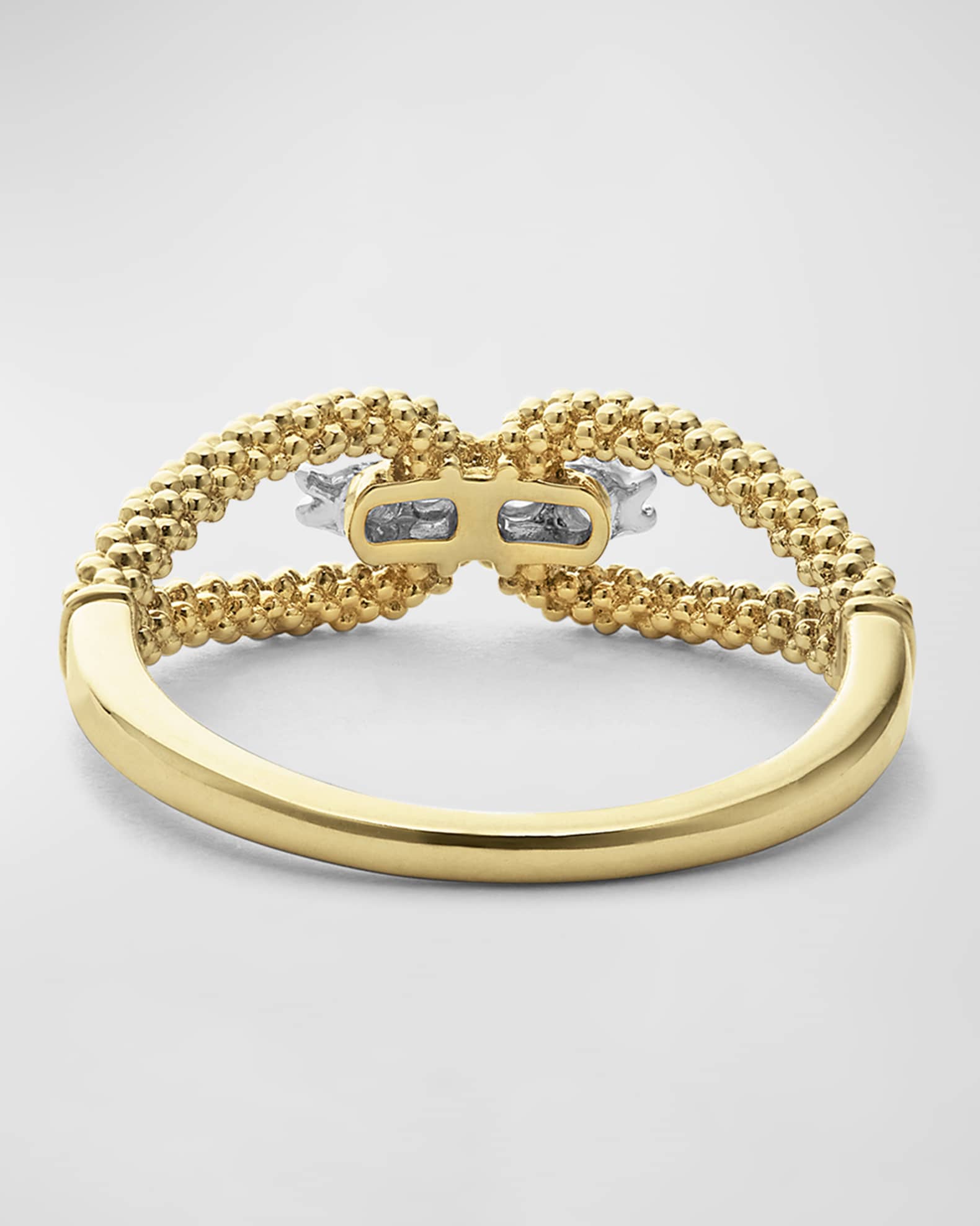 LAGOS 18K Gold Superfine Caviar Beading and Diamond Ring, Size 7 ...