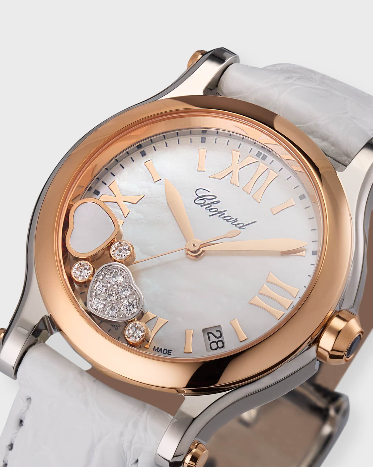 Chopard Happy Hearts 36mm 18K Rose Gold Diamond Watch | Neiman Marcus