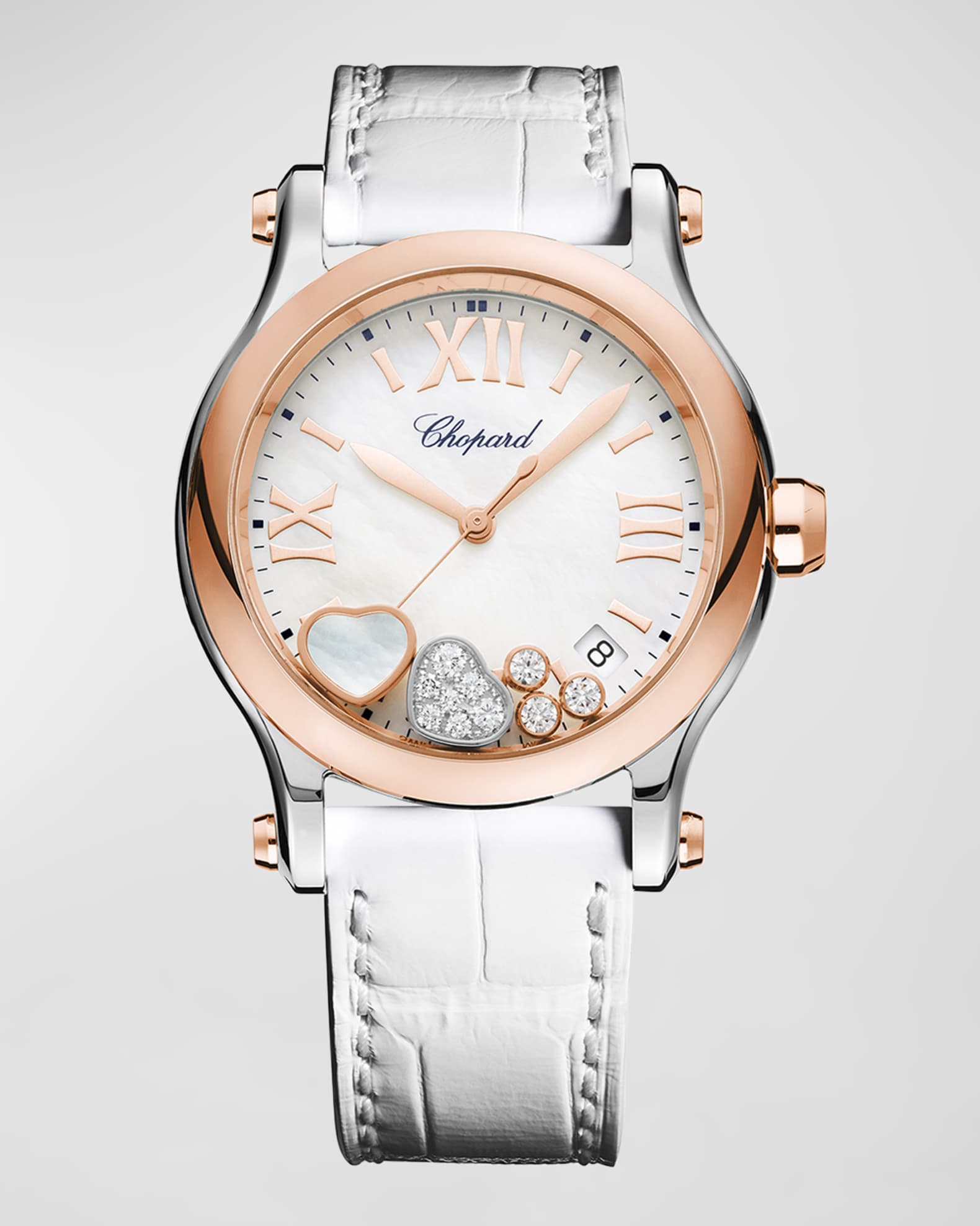 Chopard Happy Hearts 36mm 18K Rose Gold Diamond Watch | Neiman Marcus