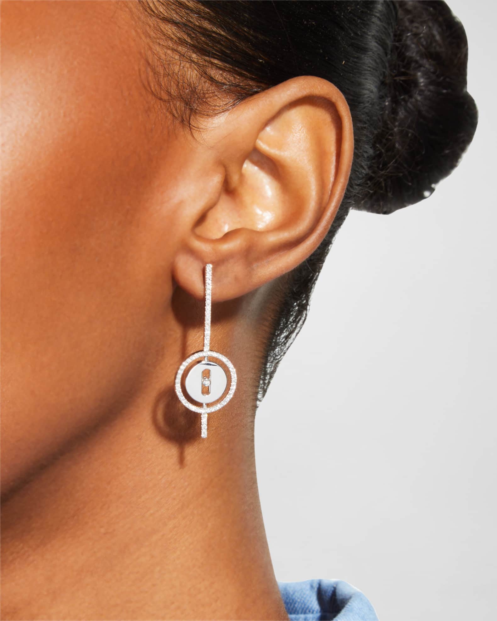 Messika Lucky Move 18K White Gold Arrow Diamond Earrings | Neiman Marcus