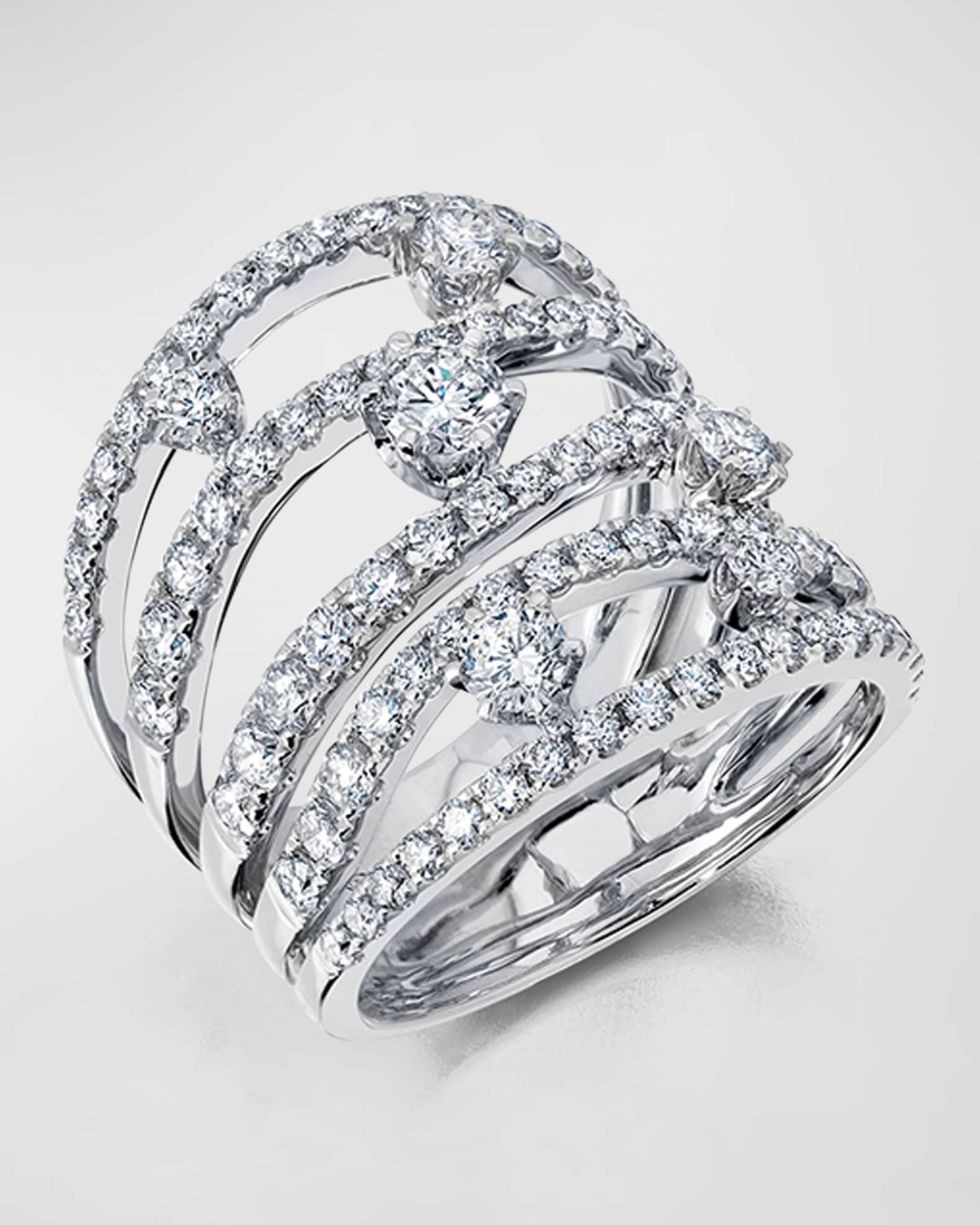Graziela Gems 18k White Gold Diamond Rio Cage Ring | Neiman Marcus