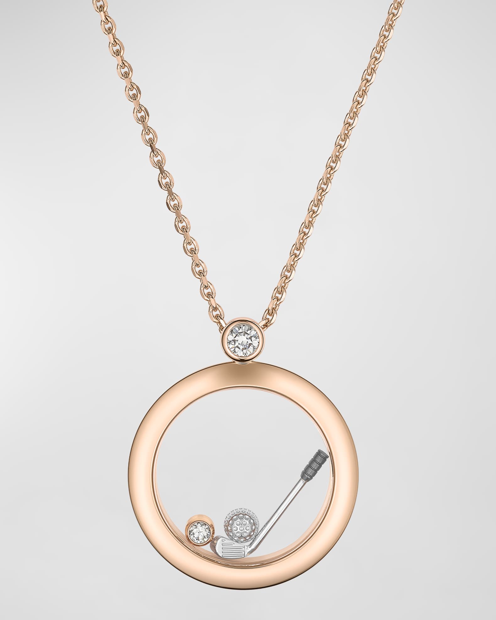Chopard Happy Diamonds 18K Rose Gold Golf Pendant Necklace | Neiman Marcus