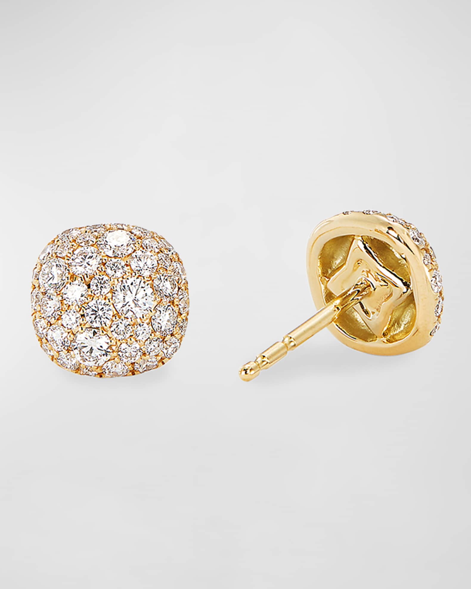David Yurman Cushion Stud Earrings with Diamonds in 18K Gold, 8mm ...