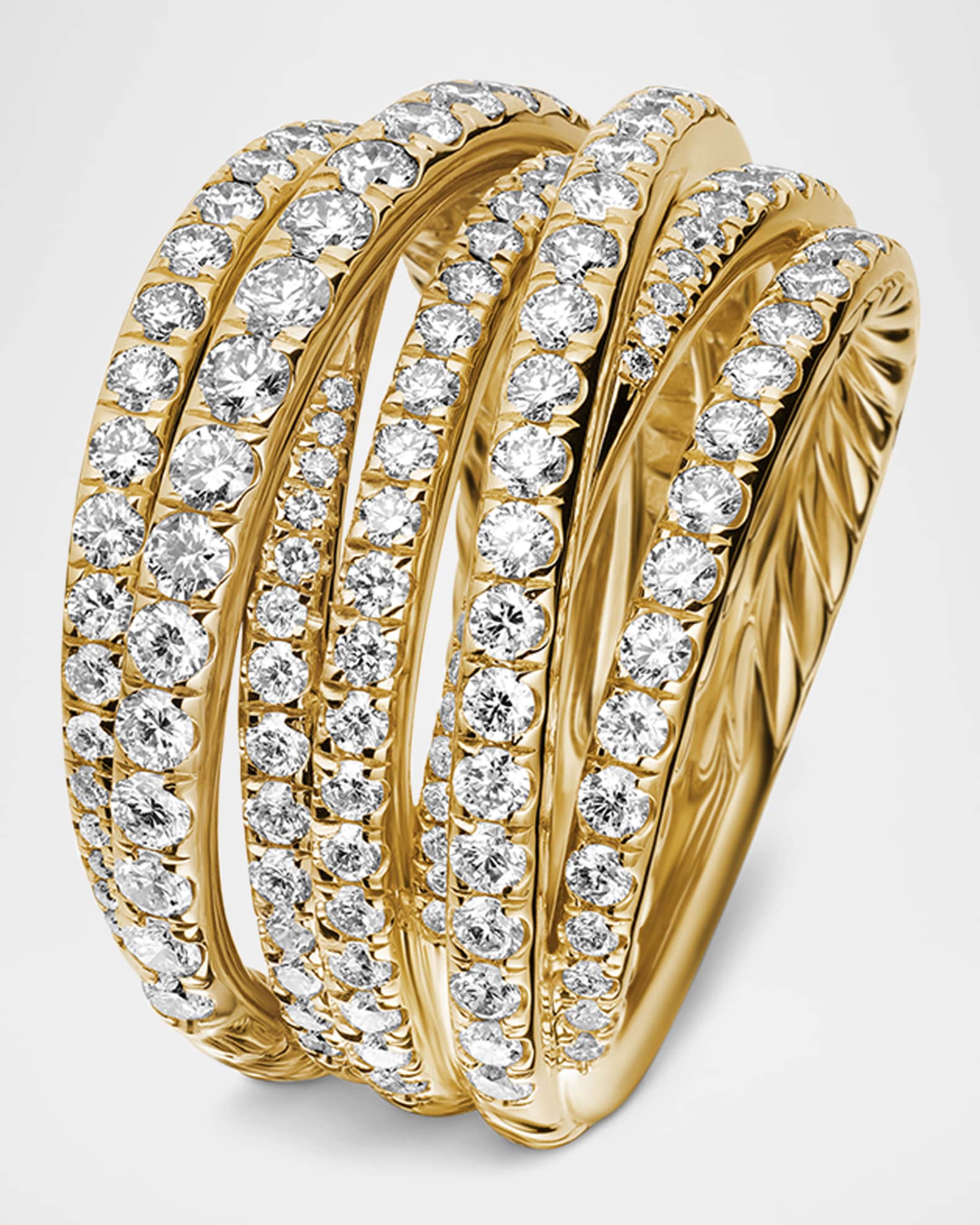David Yurman Pave Crossover Ring with Diamonds in 18K Gold, 16mm ...