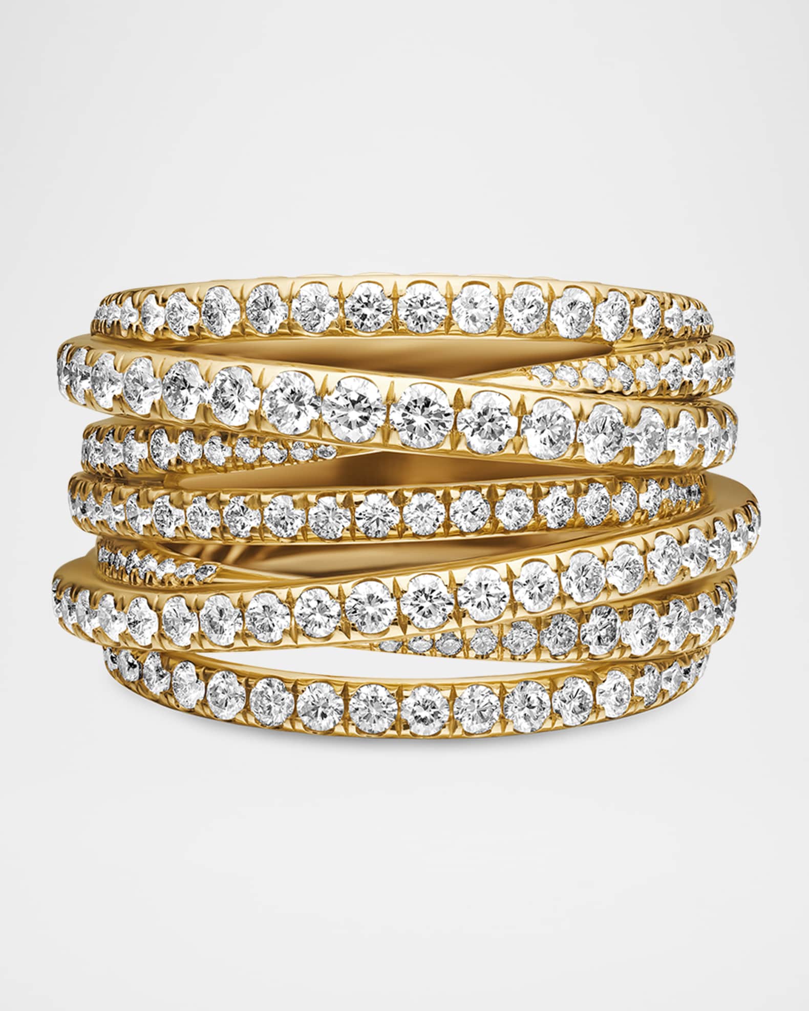 David Yurman Pave Crossover Ring with Diamonds in 18K Gold, 16mm ...