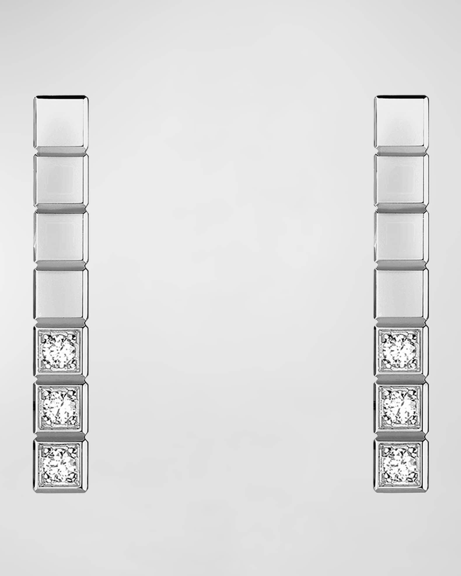 Chopard Ice Cube 18K White Gold Diamond Bar Stud Earrings | Neiman Marcus