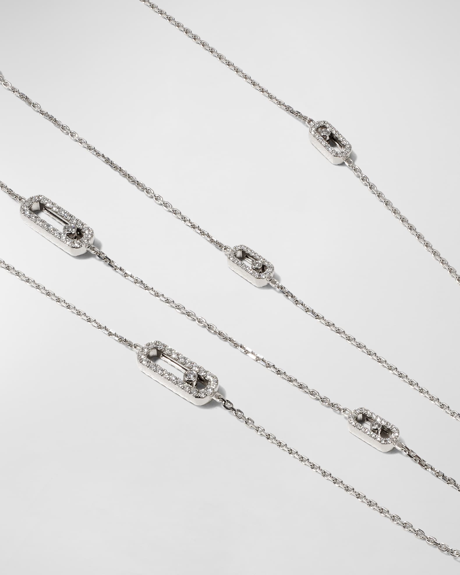 Messika Move Uno 18K White Gold Long Diamond Necklace | Neiman Marcus
