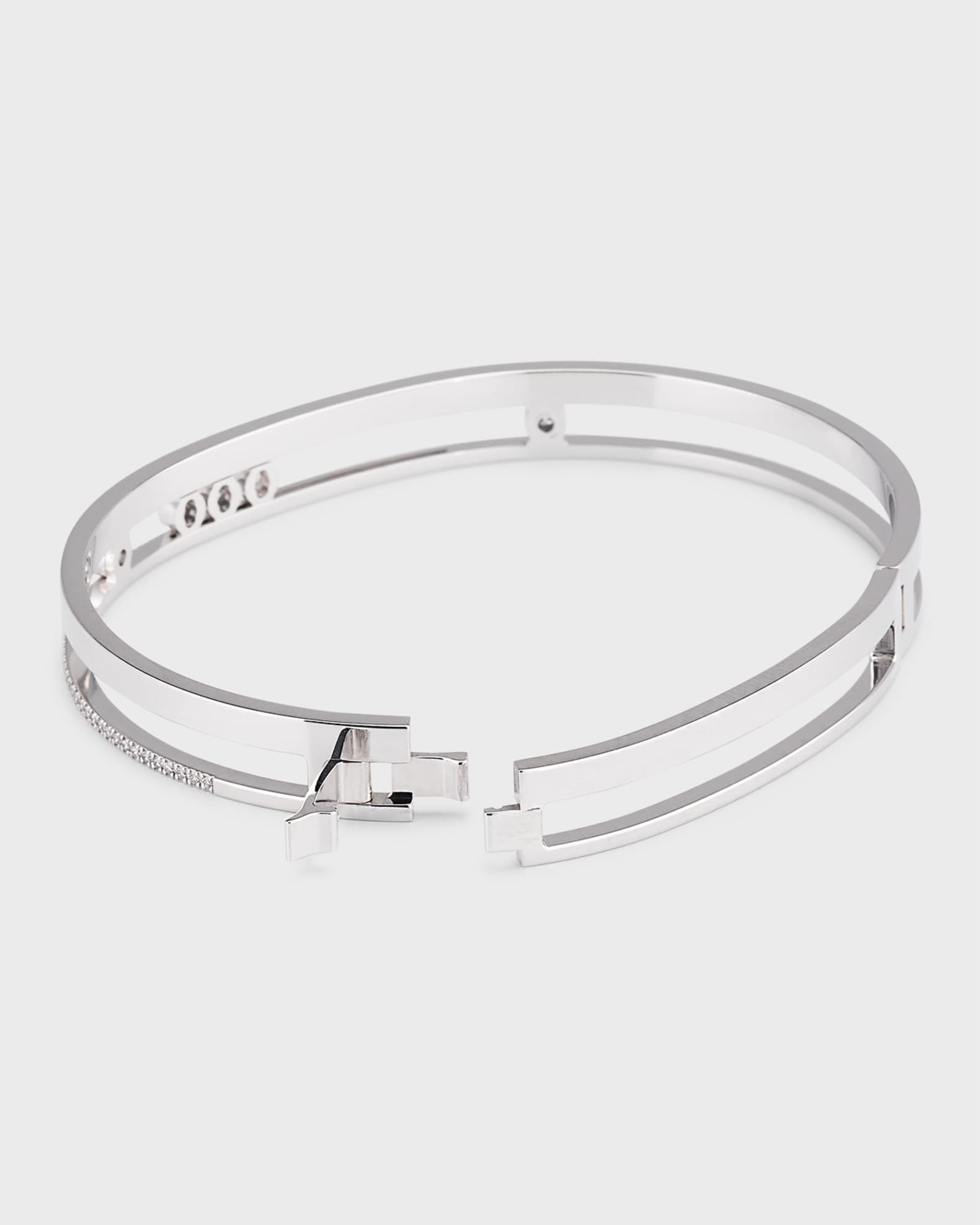 Messika MOVE ROMANE 18K WHITE GOLD 5-DIAMOND & PAVE BANGLE | Neiman Marcus