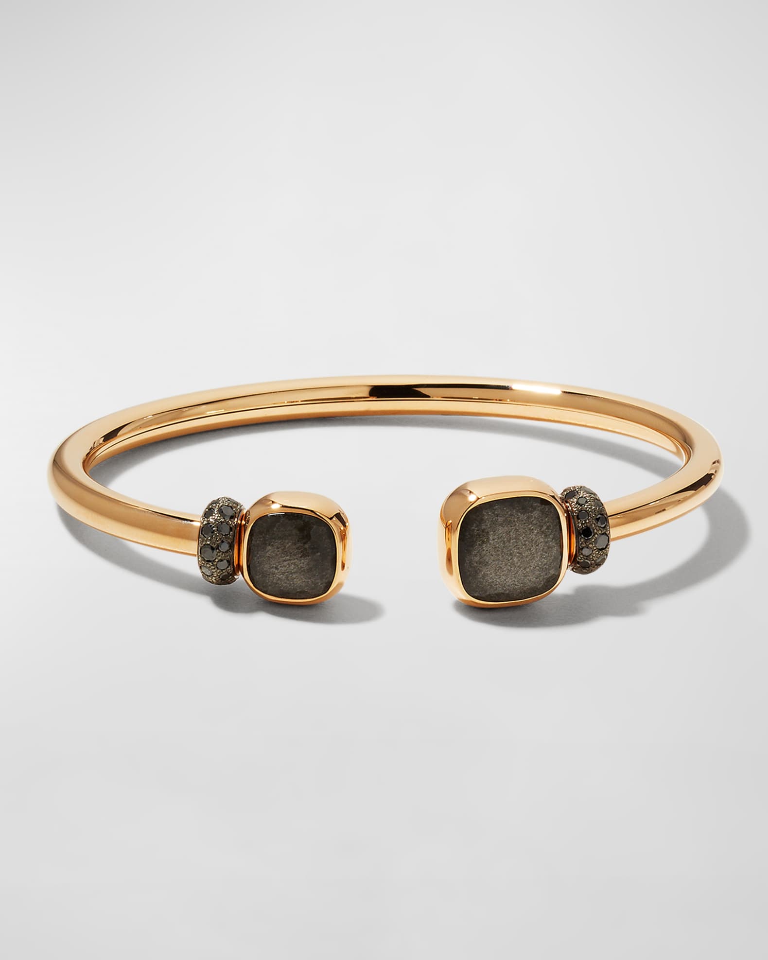 Pomellato Nudo Classic and Petit Rose Gold Bangle with Obsidian, Size M | Neiman Marcus