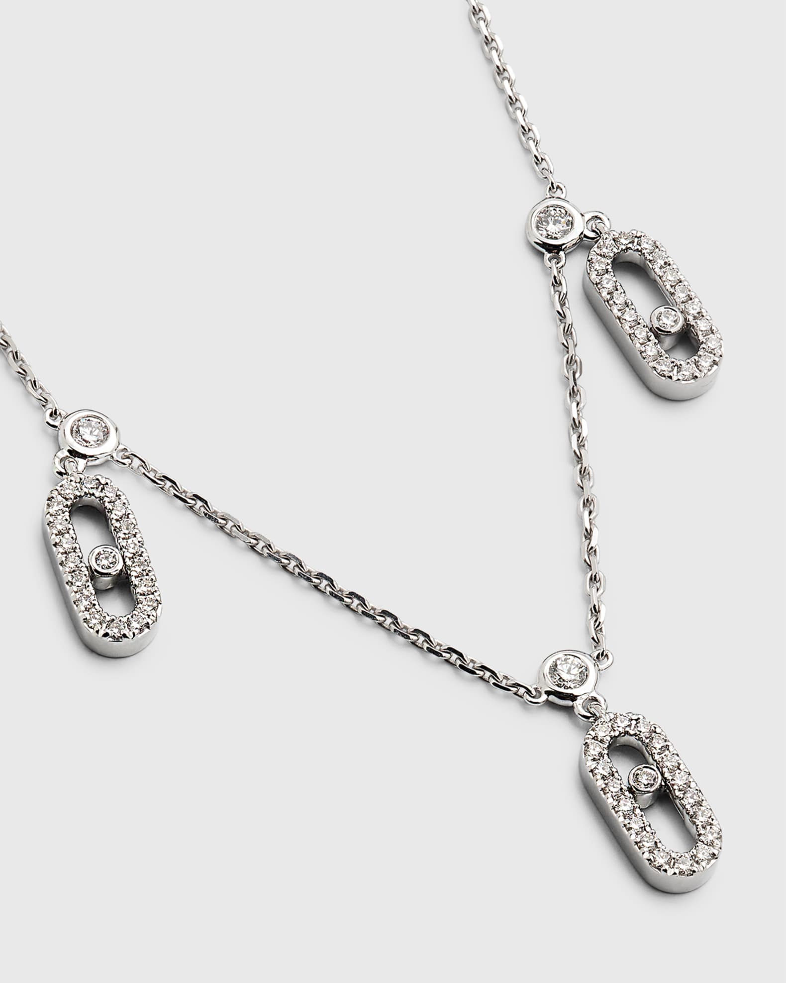 Messika Move Uno 18K White Gold Tassel Pave Choker Necklace | Neiman Marcus